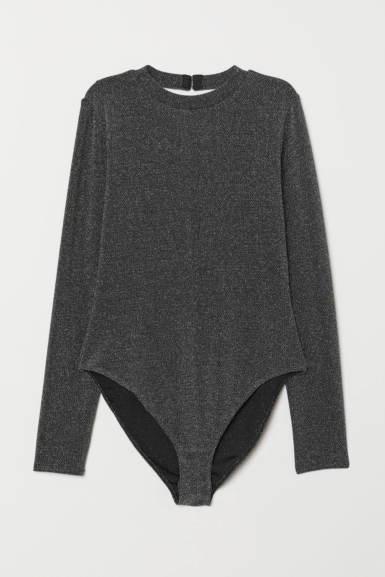 Glittrig body - Lång ärm - Svart/Silver - DAM | H&M SE