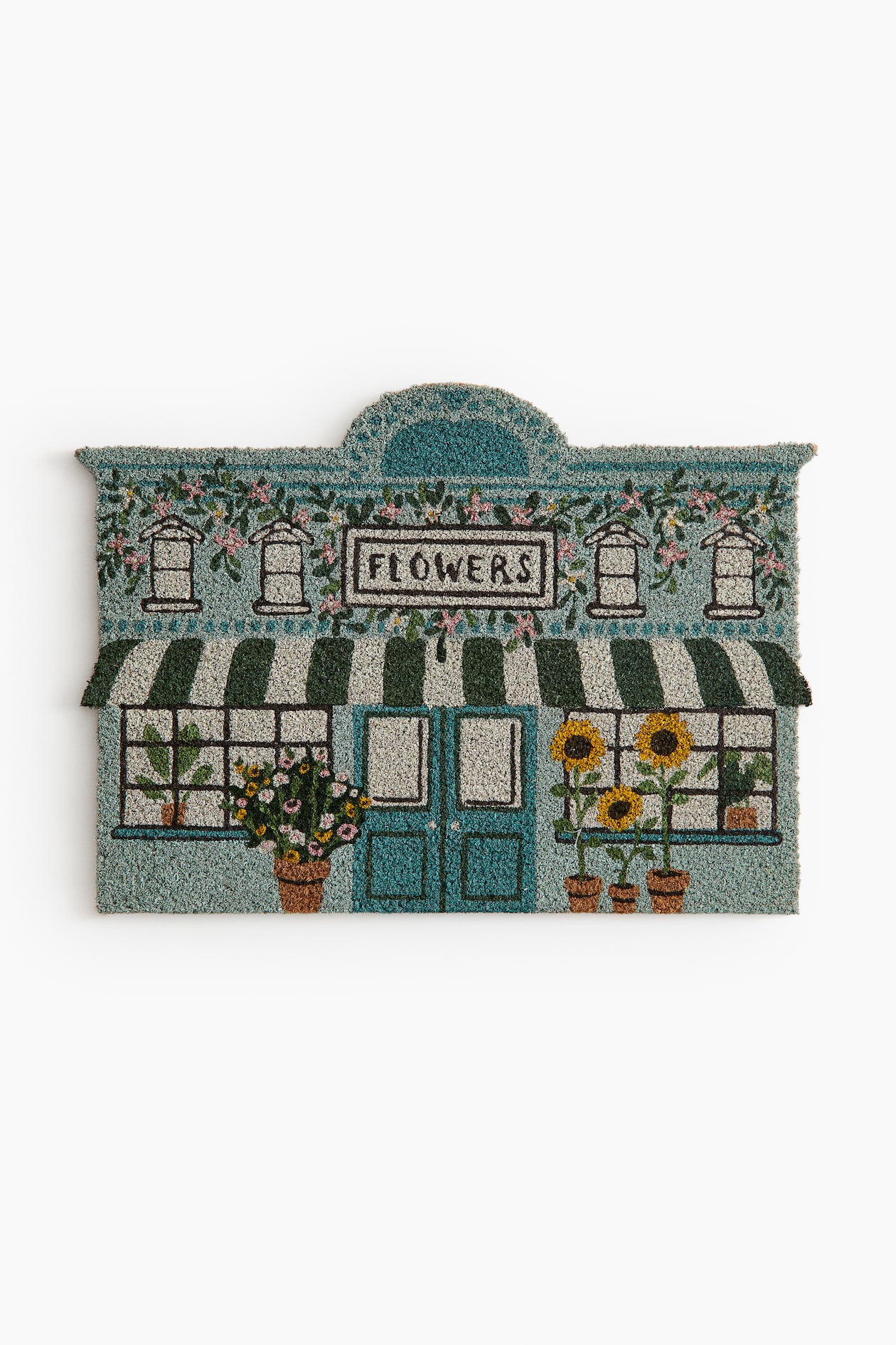 Printed Coir Doormat - Turquoise/flower shop - Home All | H&M US