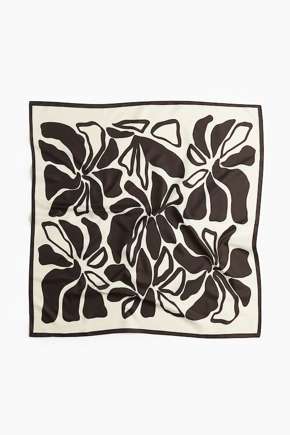 Patterned Scarf - Dark brown/floral - Ladies | H&M US