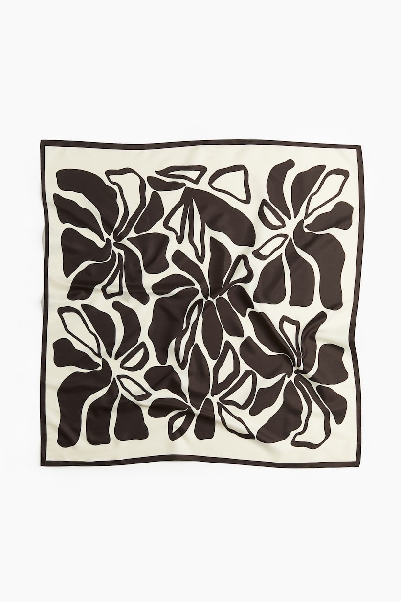 Patterned Scarf - Dark brown/floral - Ladies | H&M US