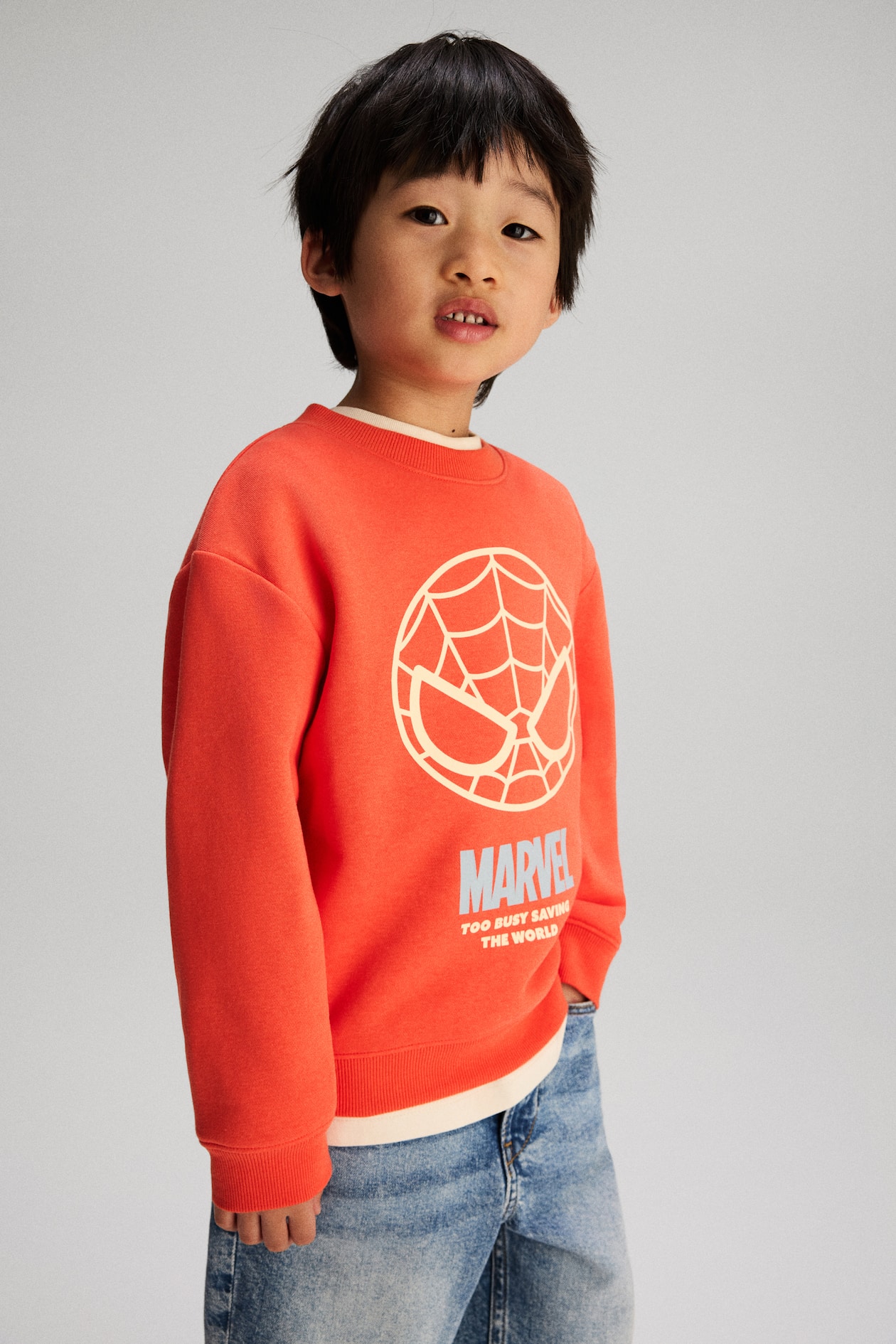 Orange/Marvel Printed Sweatshirt for kids | H&M US