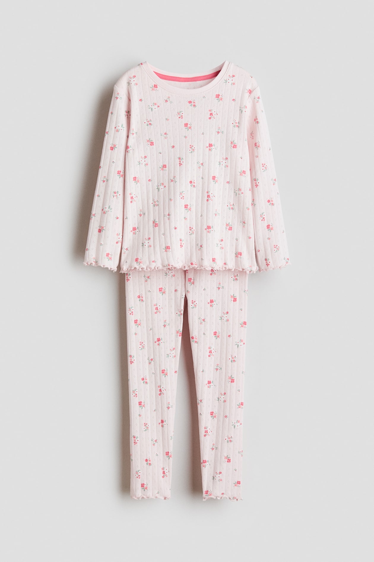 Light pink/Floral Ribbed cotton pyjamas for kids | H&M GB