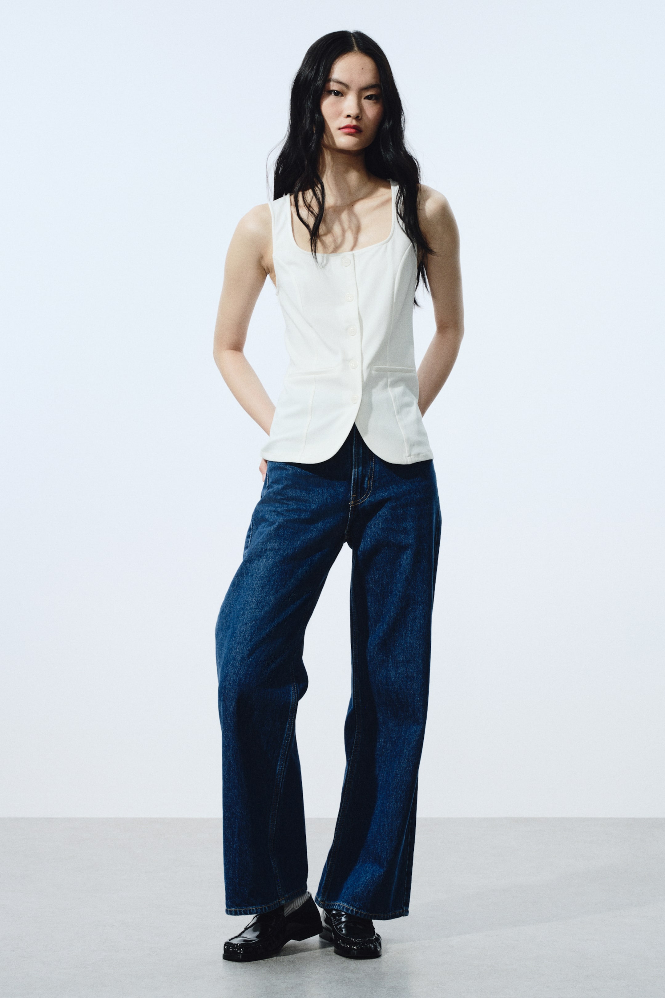 Textured Vest - Cream - Ladies | H&M PH