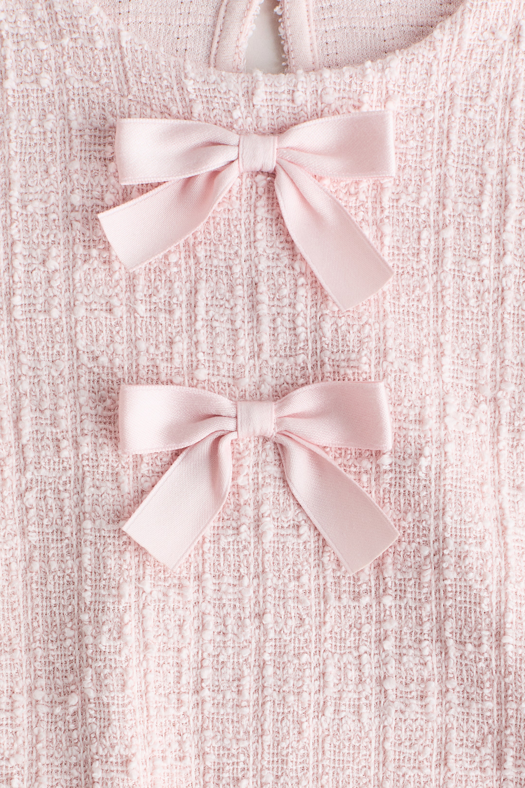 Light pink Bow-Detail Bouclé-Weave Dress for kids | H&M US