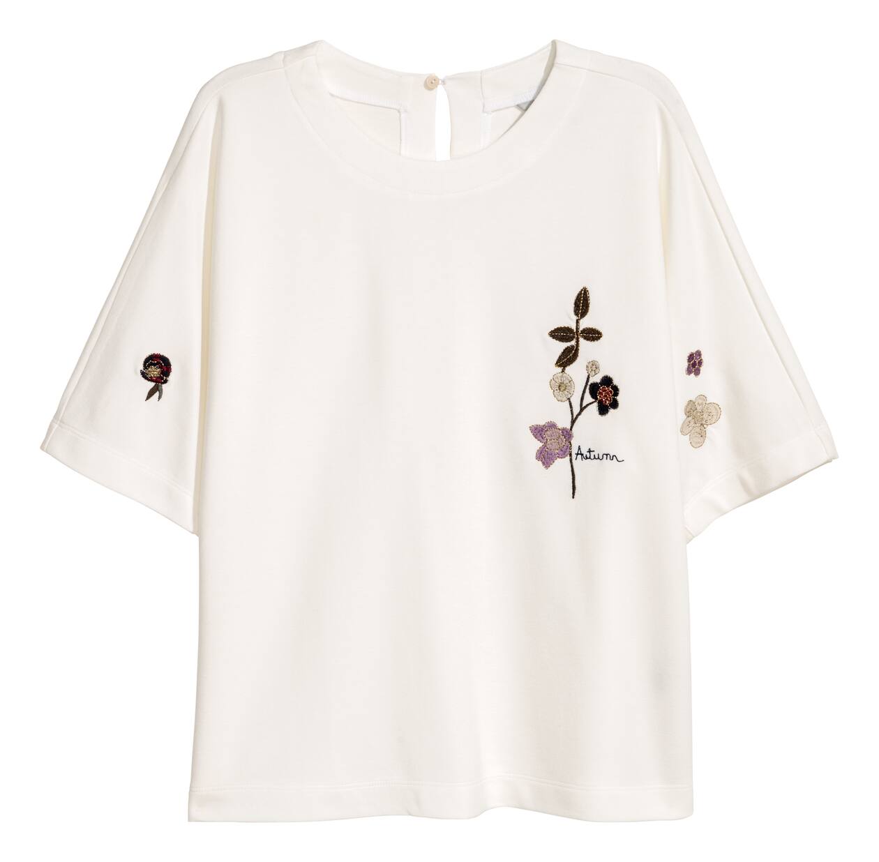 Top with embroidery - White - Ladies | H&M GB