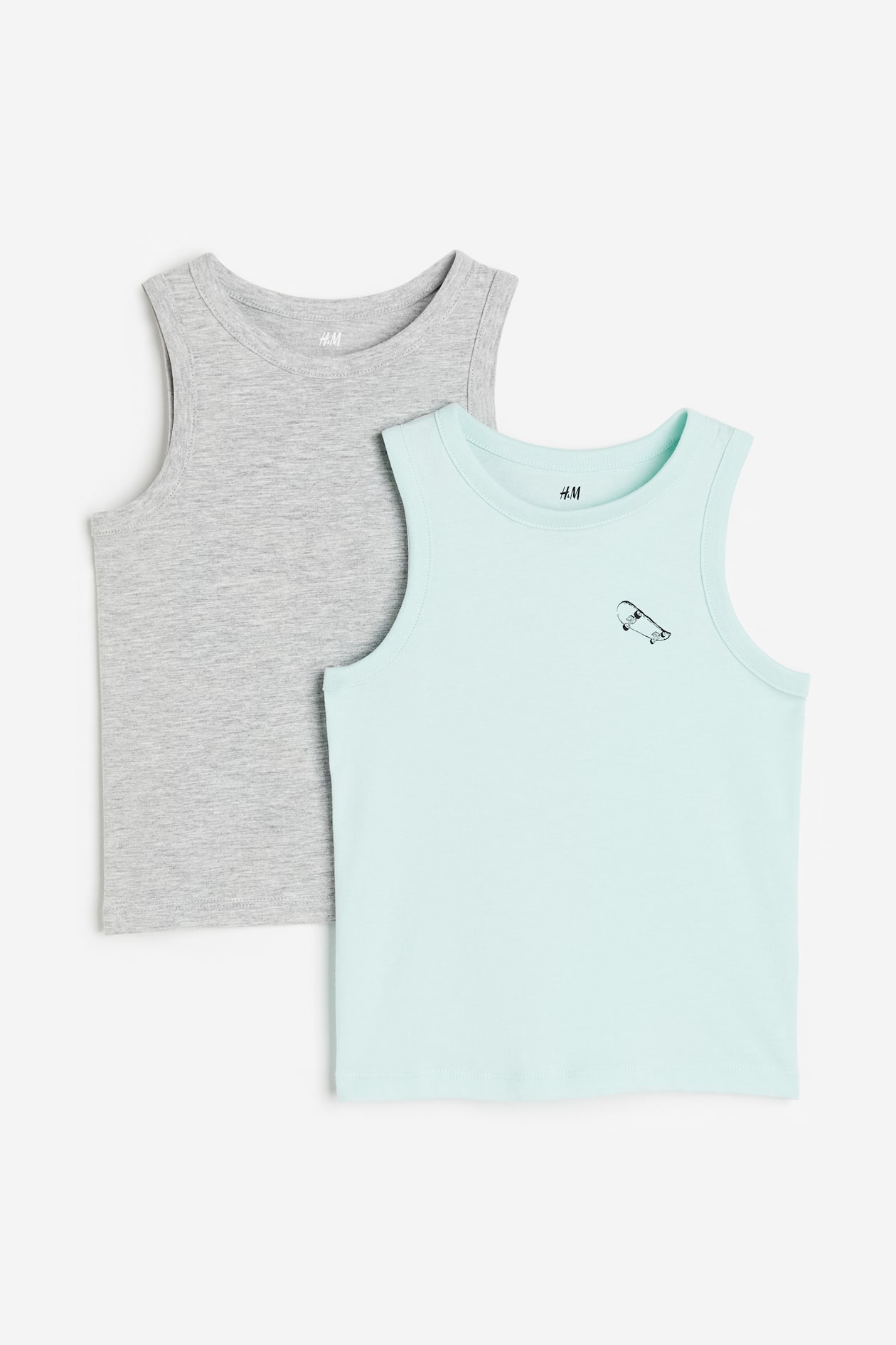 Light turquoise/skateboard 2-pack Cotton Tank Tops for kids | H&M US