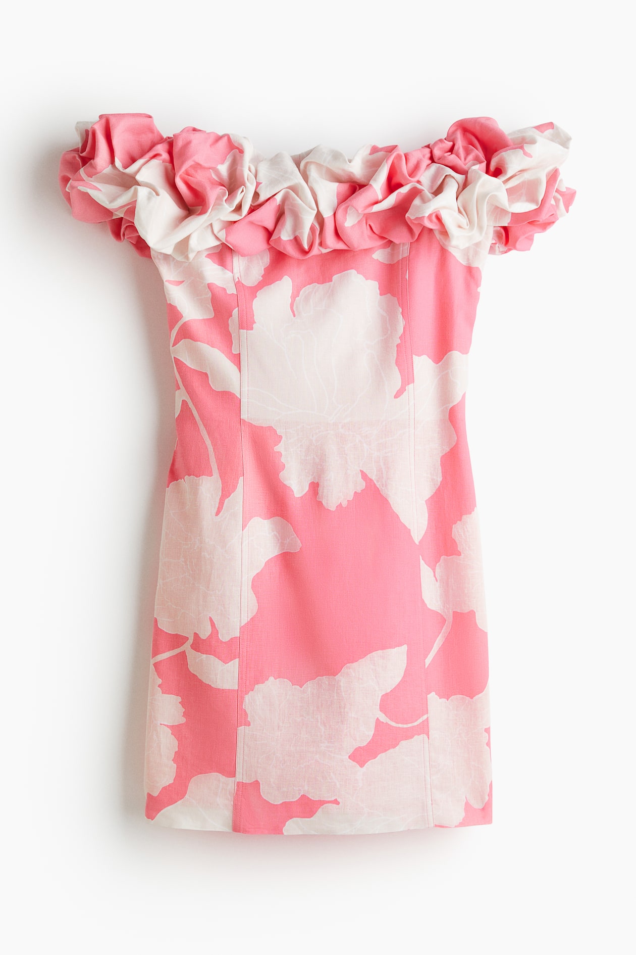 Fırfırlı Omuzları Açık Elbise - Açık pembe/Çiçekli - KADIN | H&M TR