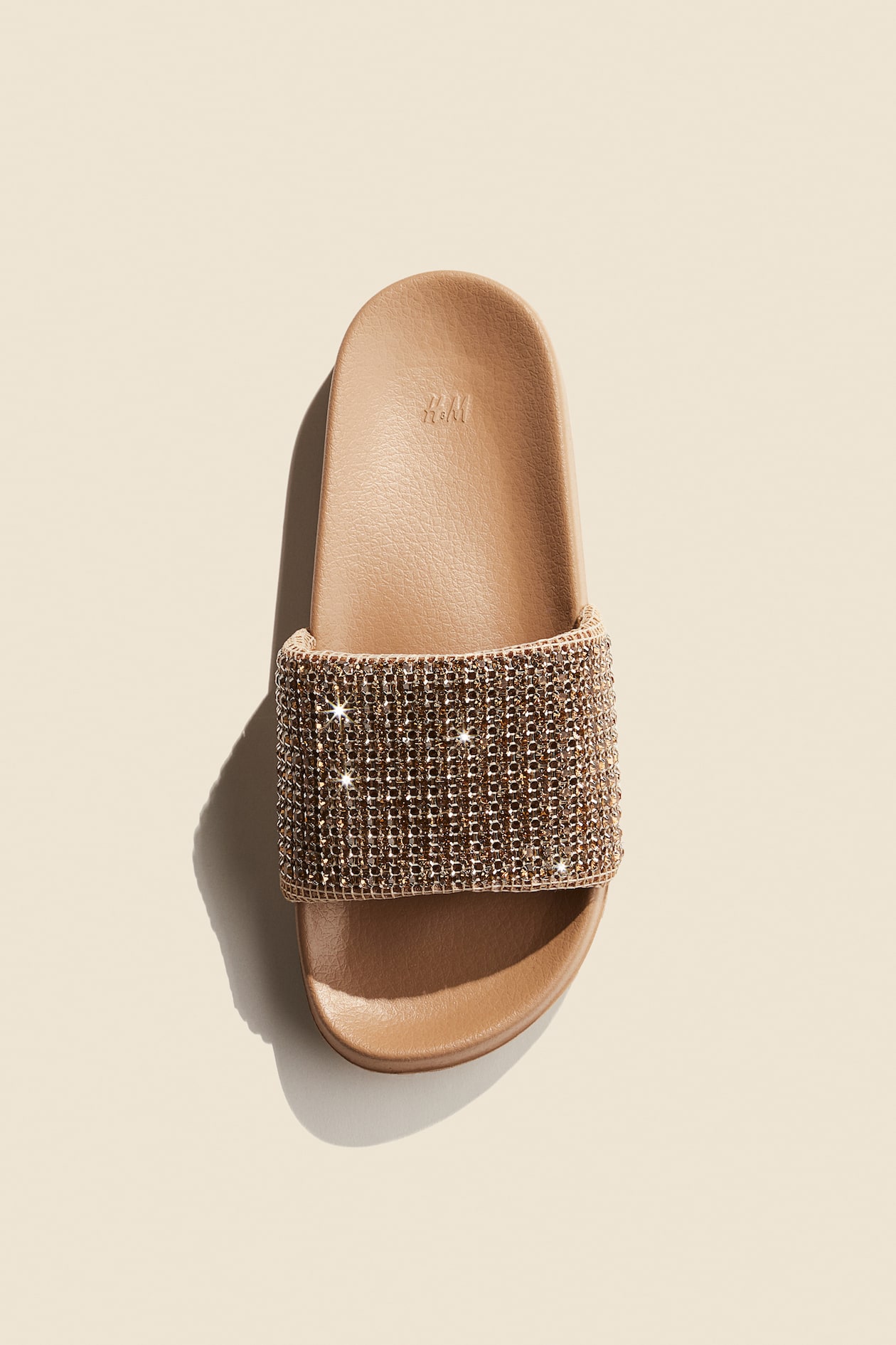 Women's Dark beige Rhinestone-embellished pool slides | H&M GB