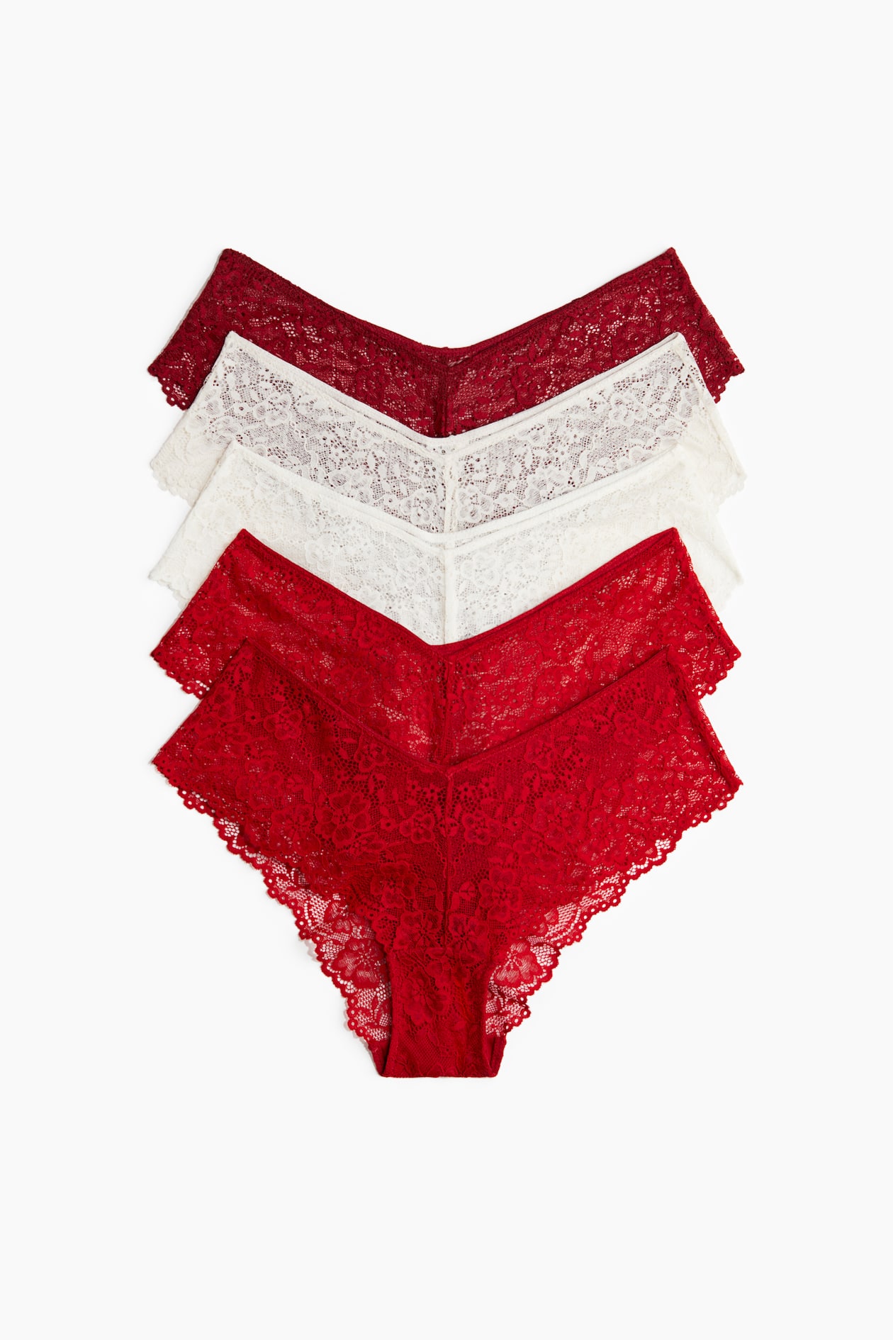 Women's Red/white 5-pack Lace Hipster Briefs | H&M US