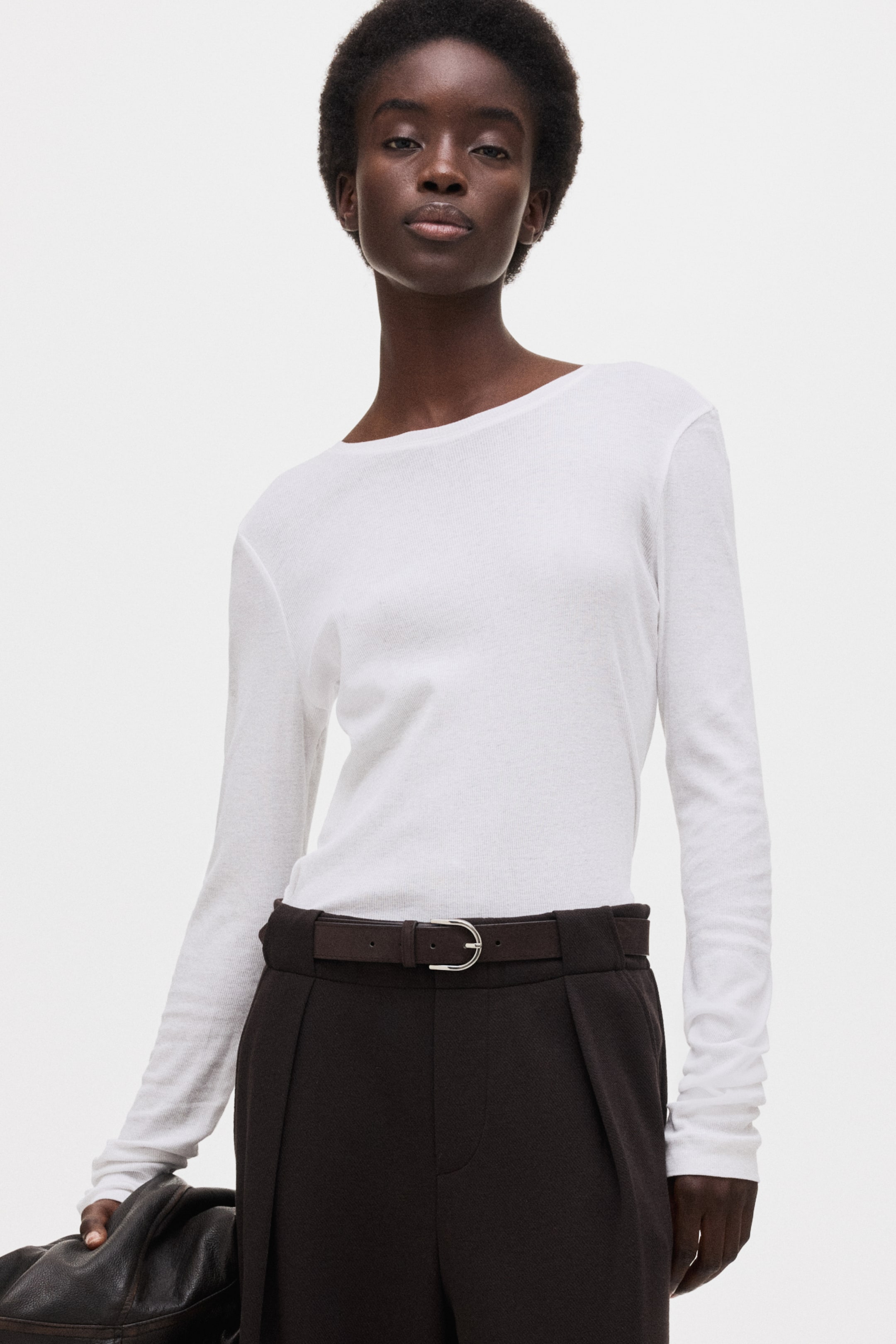 Women's Dark brown Belted Ponte Pants | H&M CA