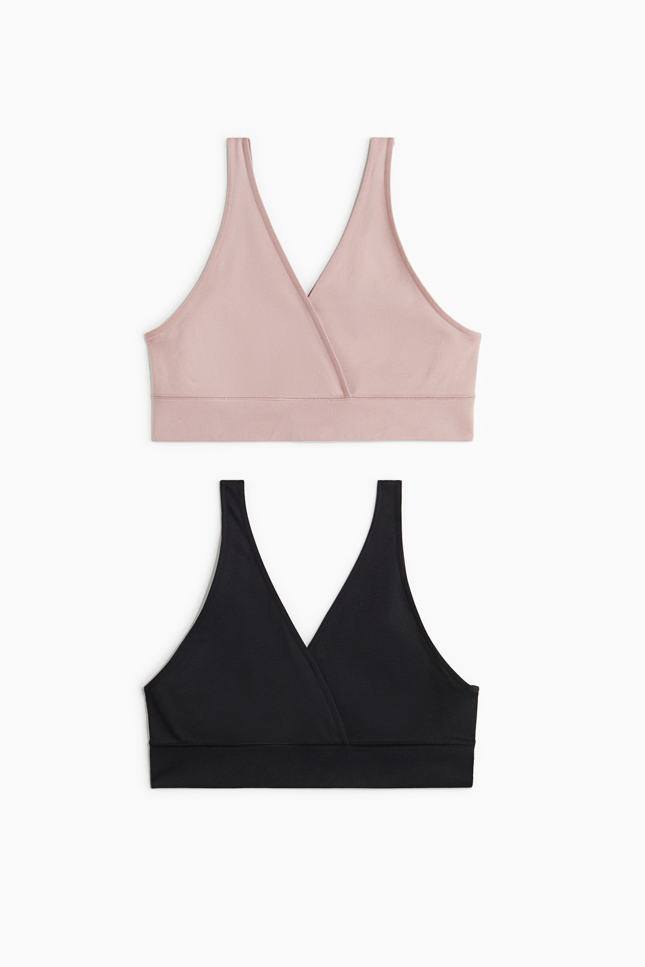 Women's Dusty pink/black MAMA 2-pack Seamless Nursing Bras | H&M CA