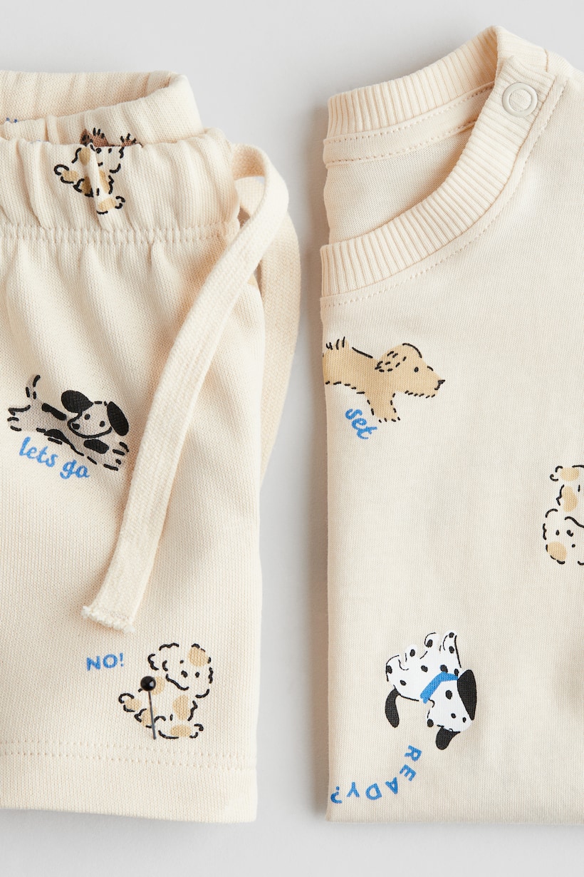 Light beige/dogs 2-piece Cotton Set for kids | H&M CA