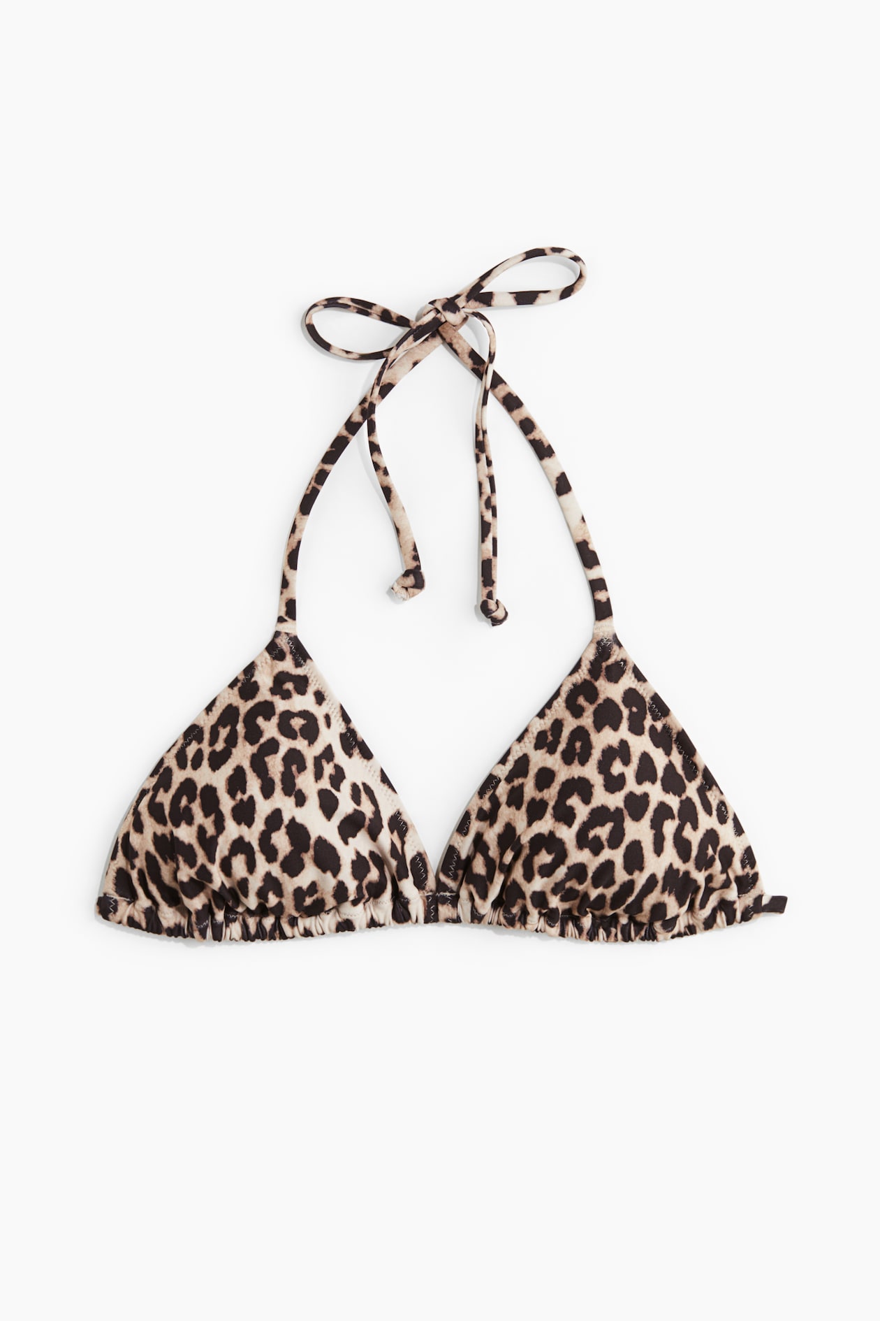 Women's Light beige/leopard print Padded Triangle Bikini Top | H&M US