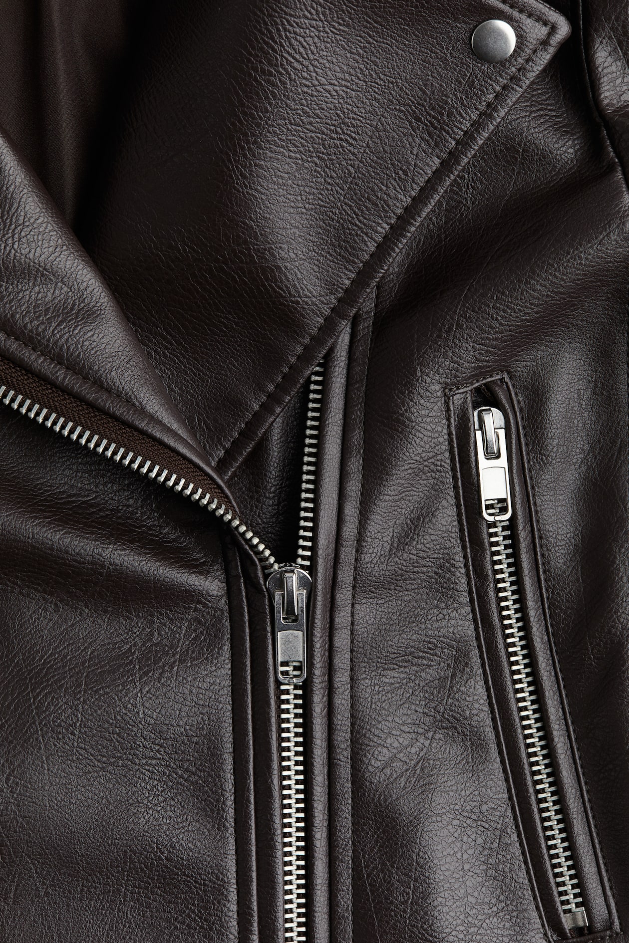 Women's Dark brown Coated Biker Jacket | H&M US