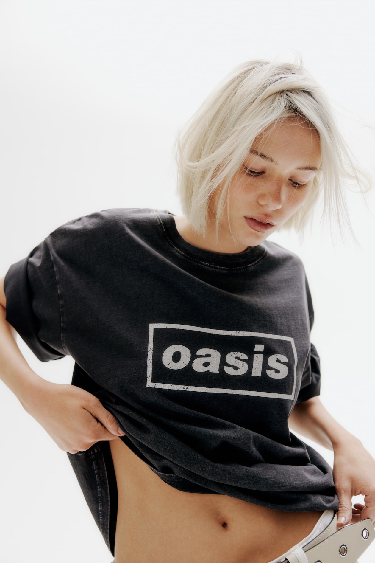 Oversized printed T-shirt - Dark grey/Oasis - Ladies | H&M IN