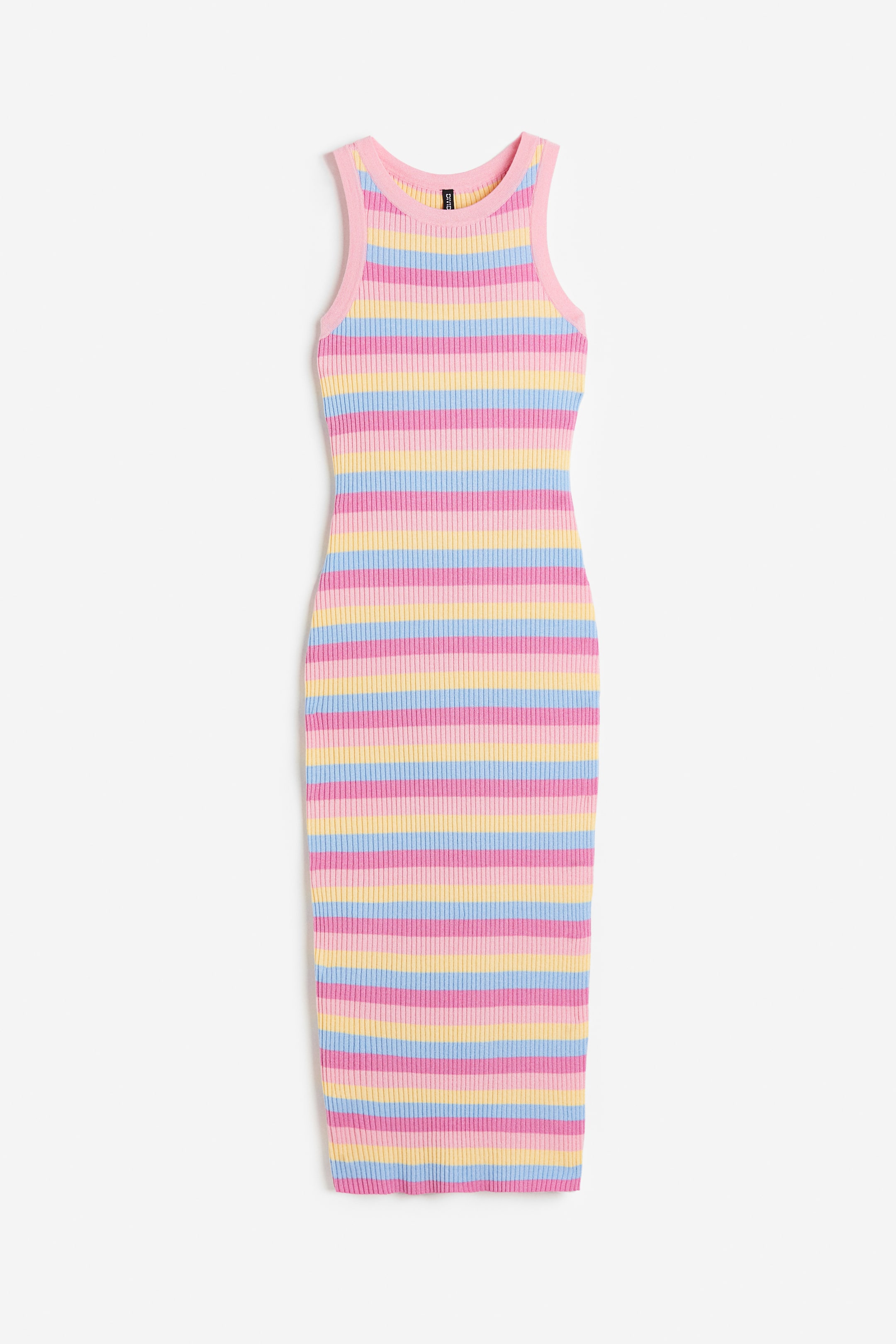 Rib-knit bodycon dress - Pink/Striped - Ladies | H&M IE