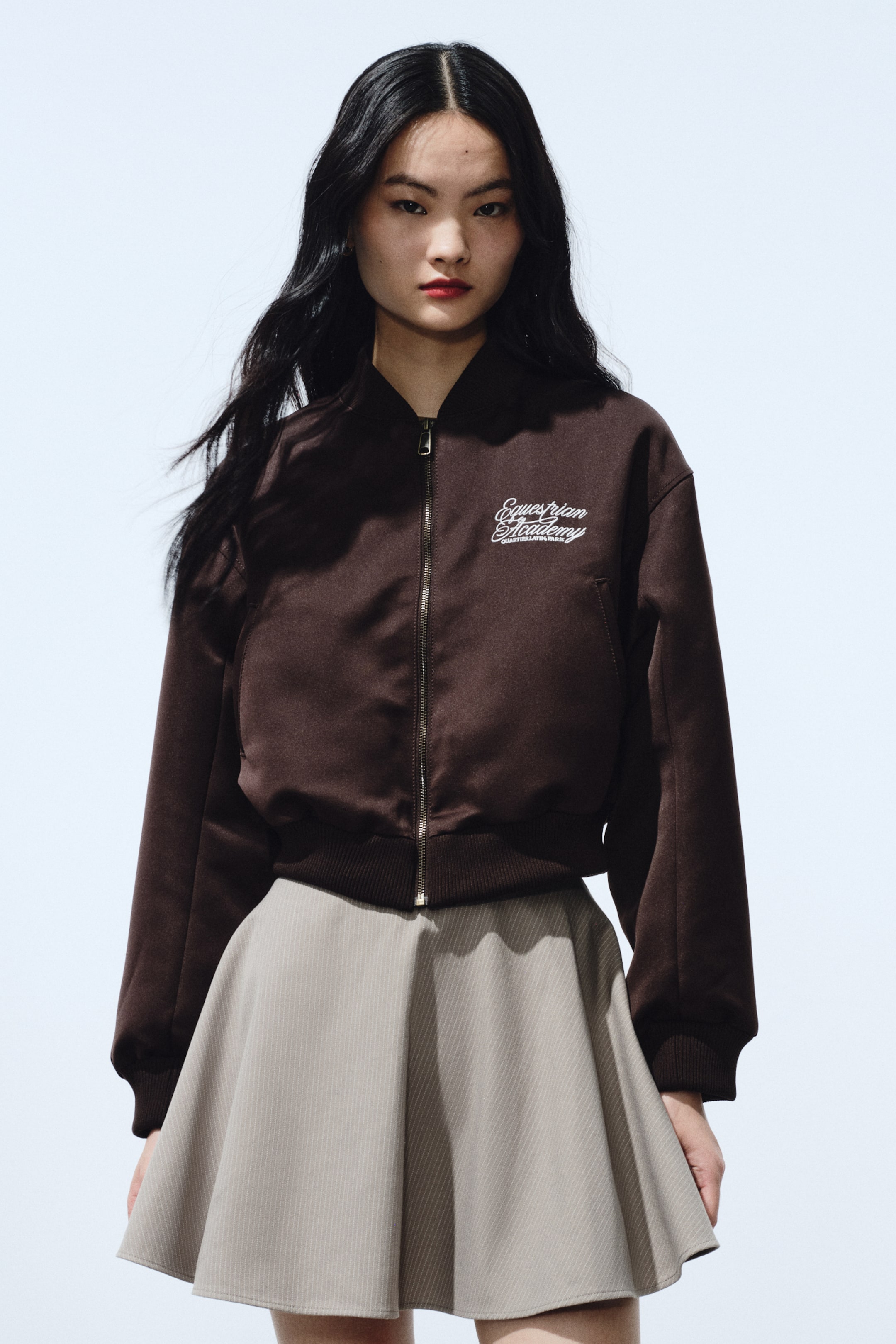 Circular twill skort - Beige/Pinstriped - Ladies | H&M HK