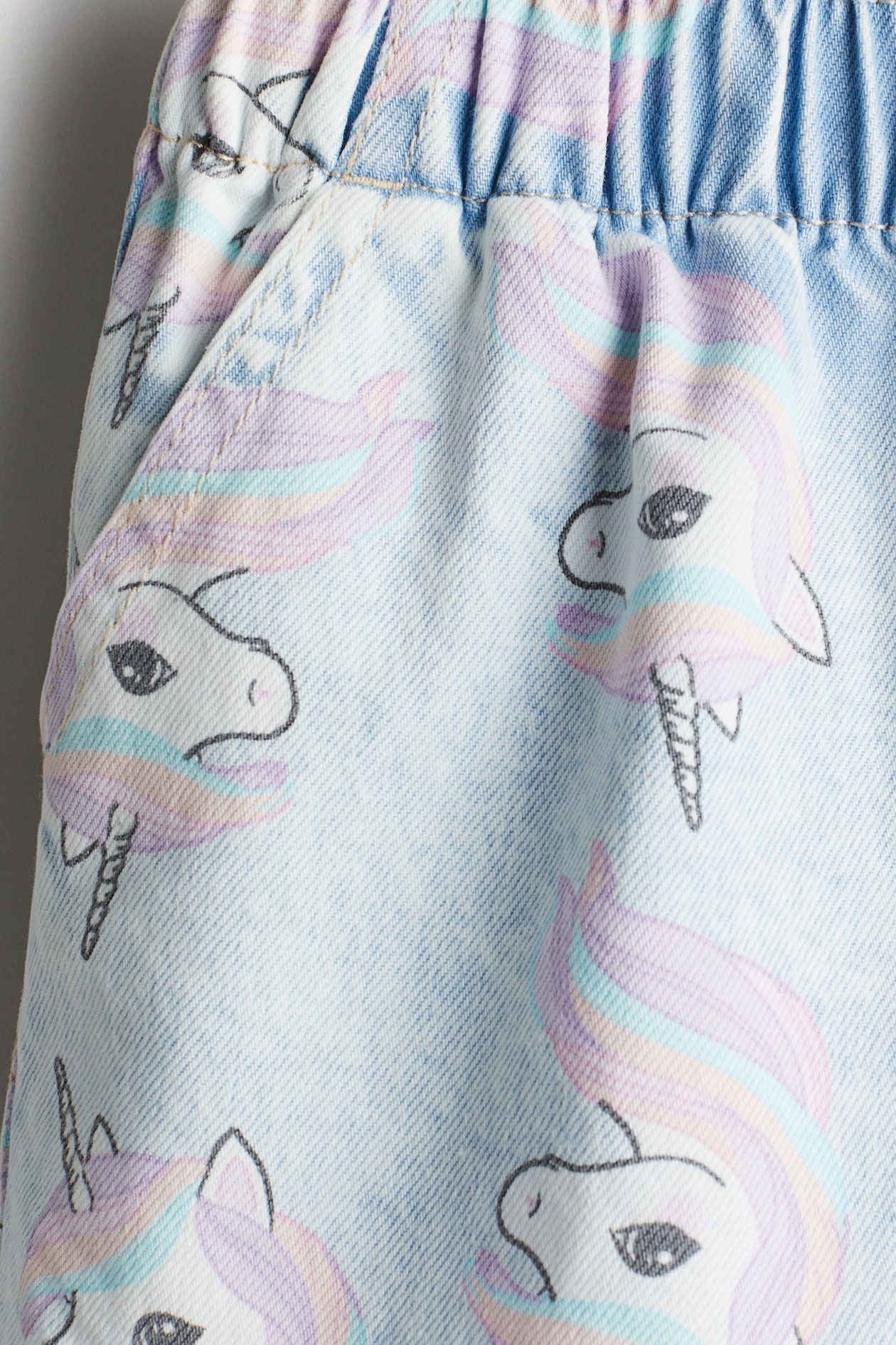 Loose Fit Denim Shorts - Light denim blue/unicorns - Kids | H&M US