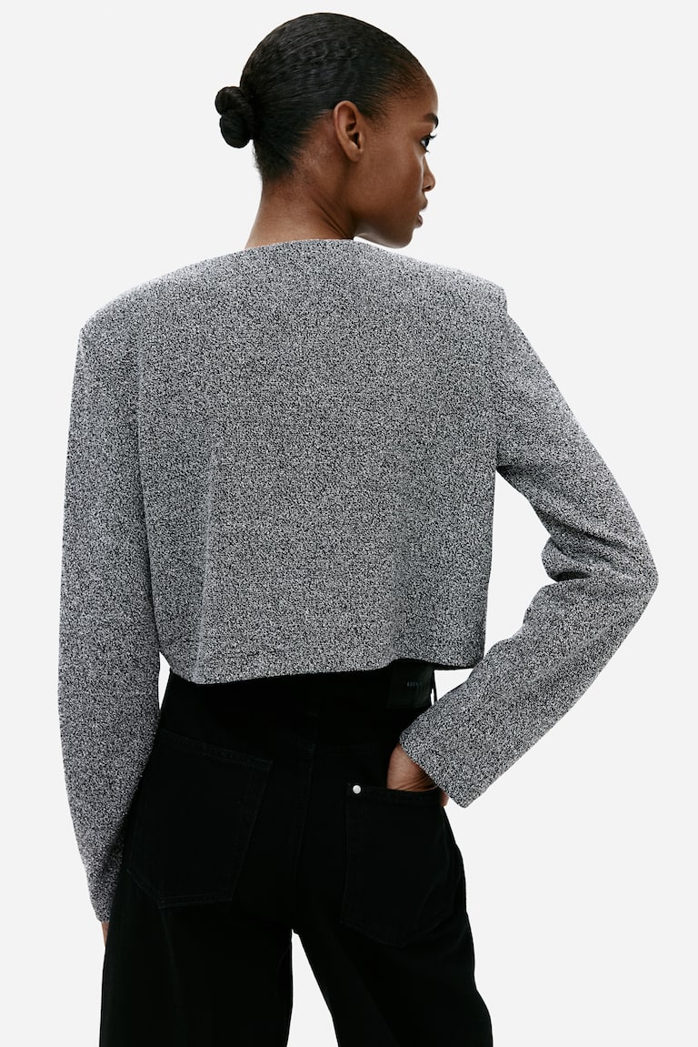 Shoulder-pad cardigan - Black marl - Ladies | H&M GB