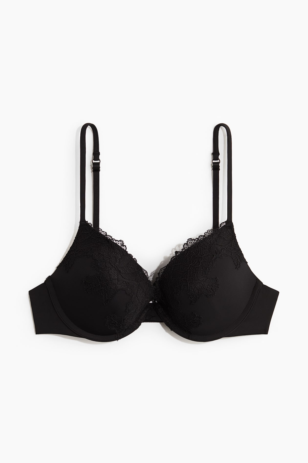 Microfiber and Lace Push-Up Bra - Black - Ladies | H&M US