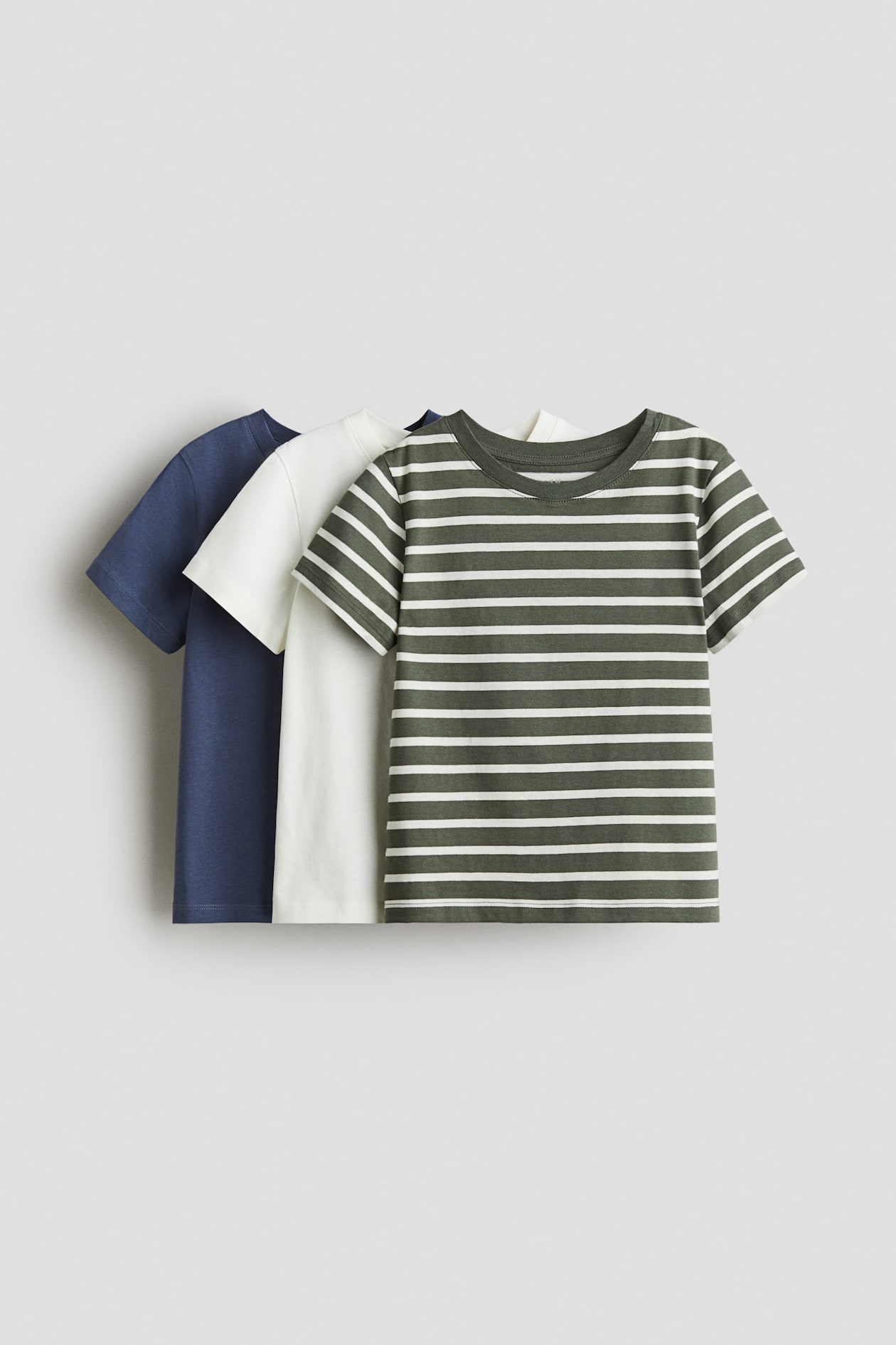 Dark blue/white striped 3-pack T-shirts for kids | H&M US