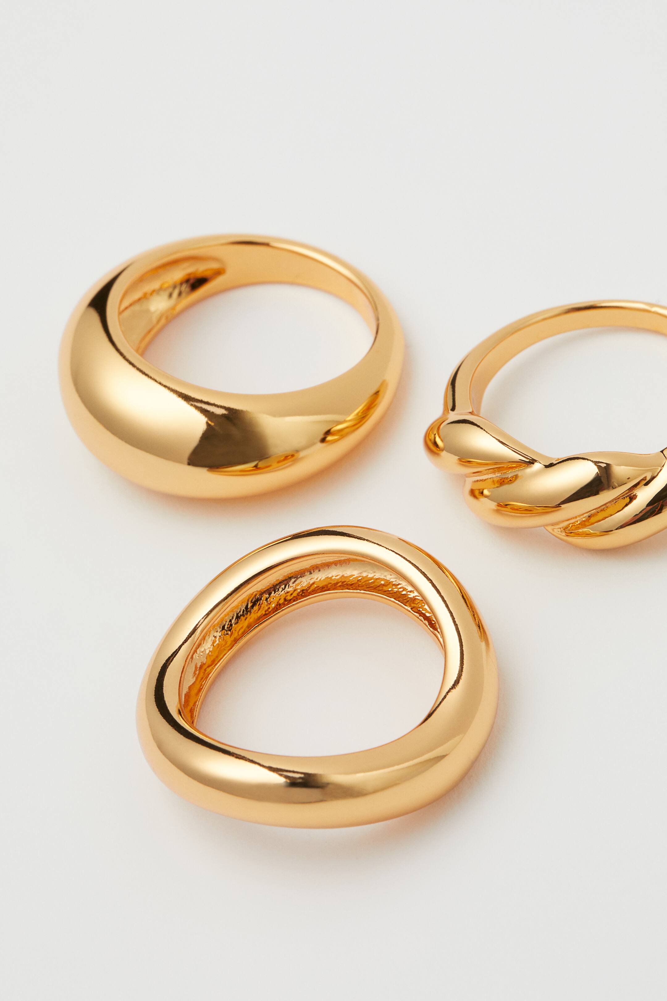3-pack Gold-plated Rings - Gold-colored - Ladies | H&M CA