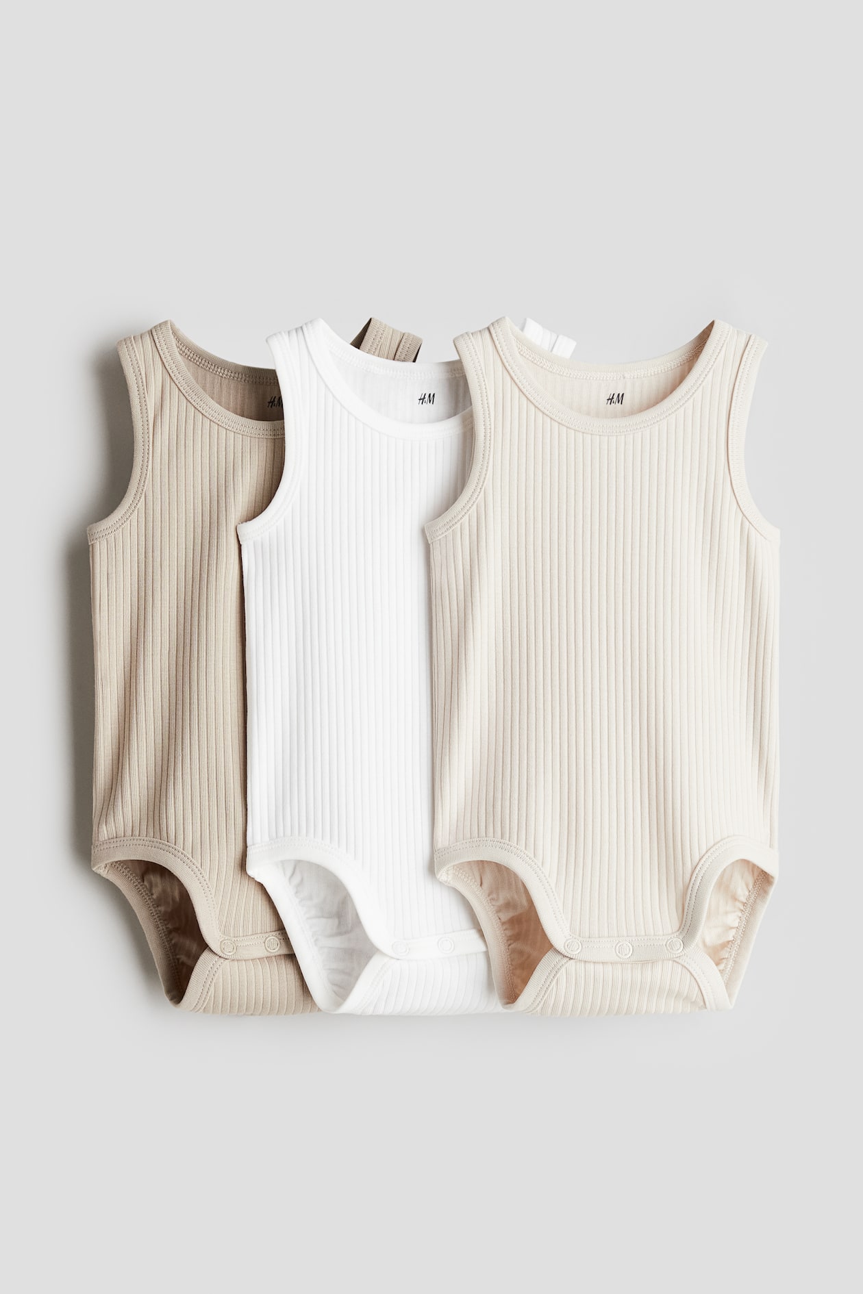3-pack Sleeveless Bodysuits - Beige/white - Kids | H&M US
