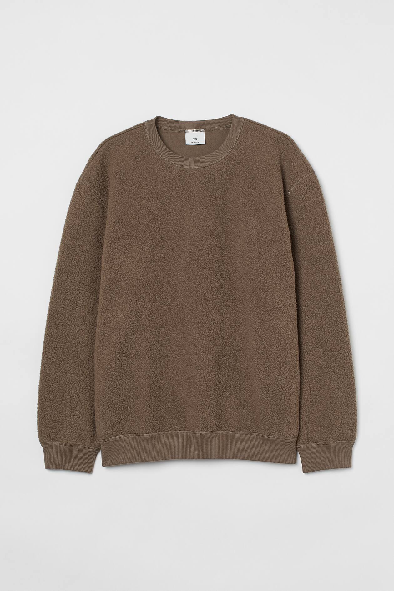 Relaxed Fit Faux Shearling Sweater - Light brown - Men | H&M CA