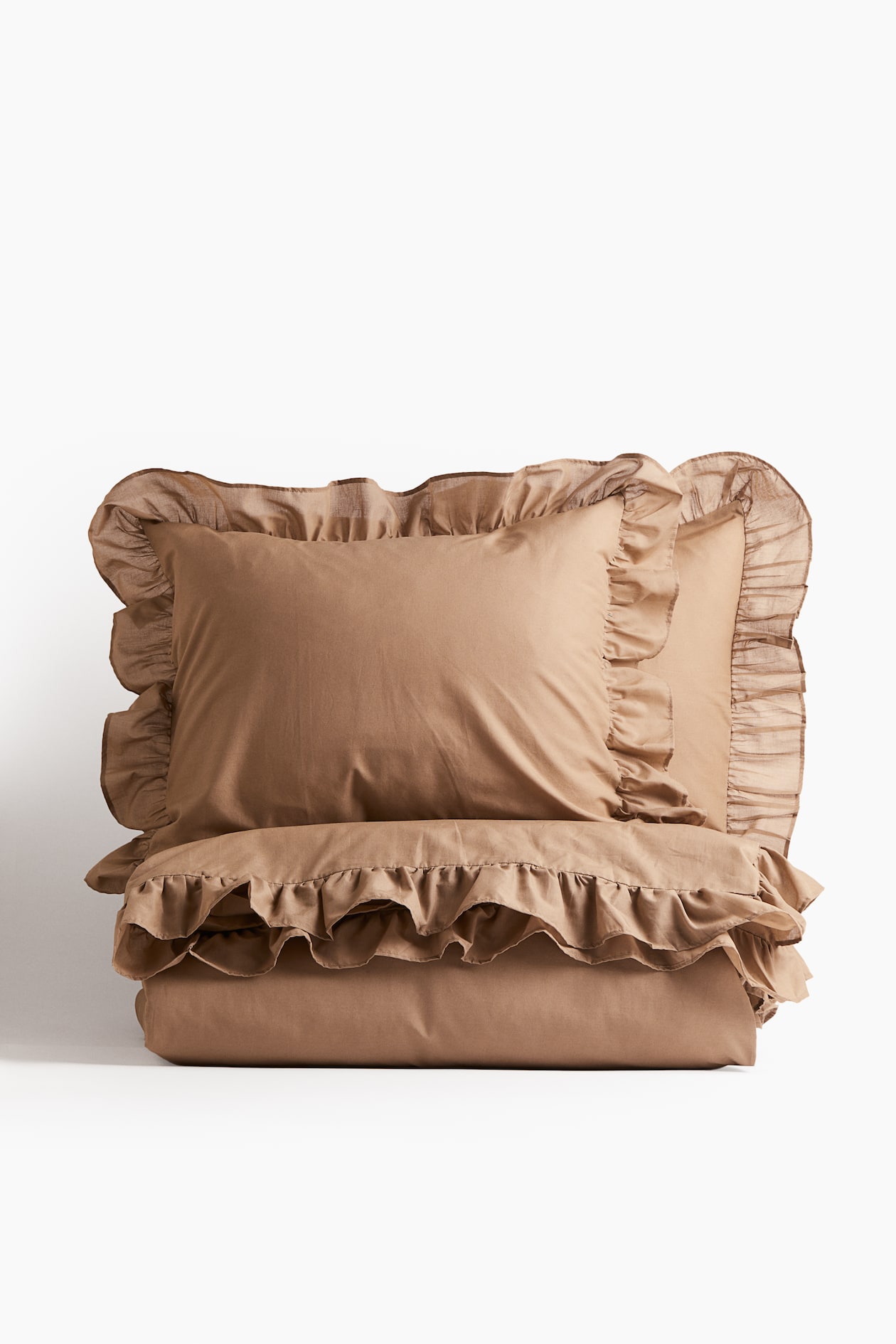 Flounced King/Queen Duvet Cover Set - Dusty brown - Home All | H&M US