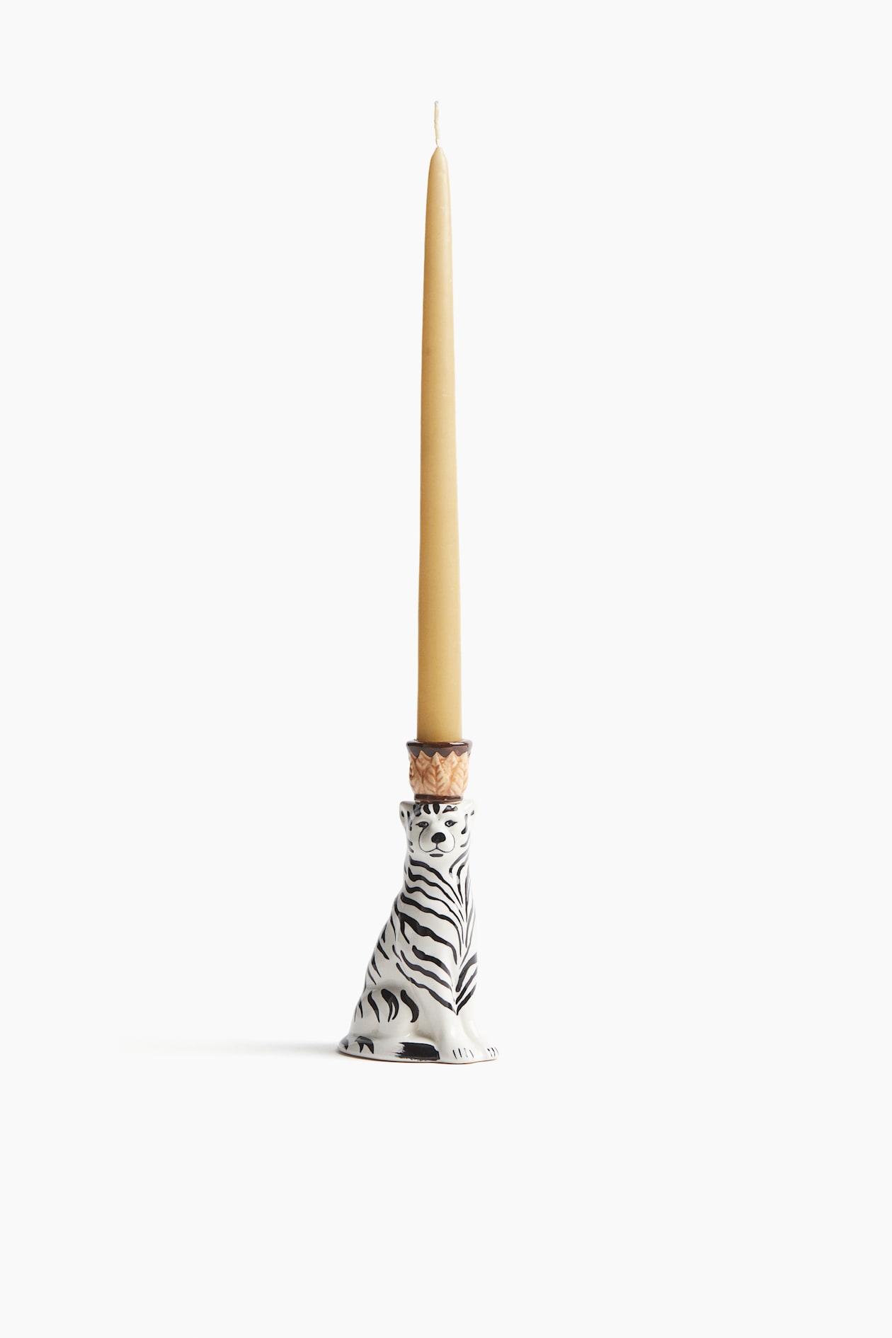 White/tiger Stoneware Candlestick at H&M Home | H&M US