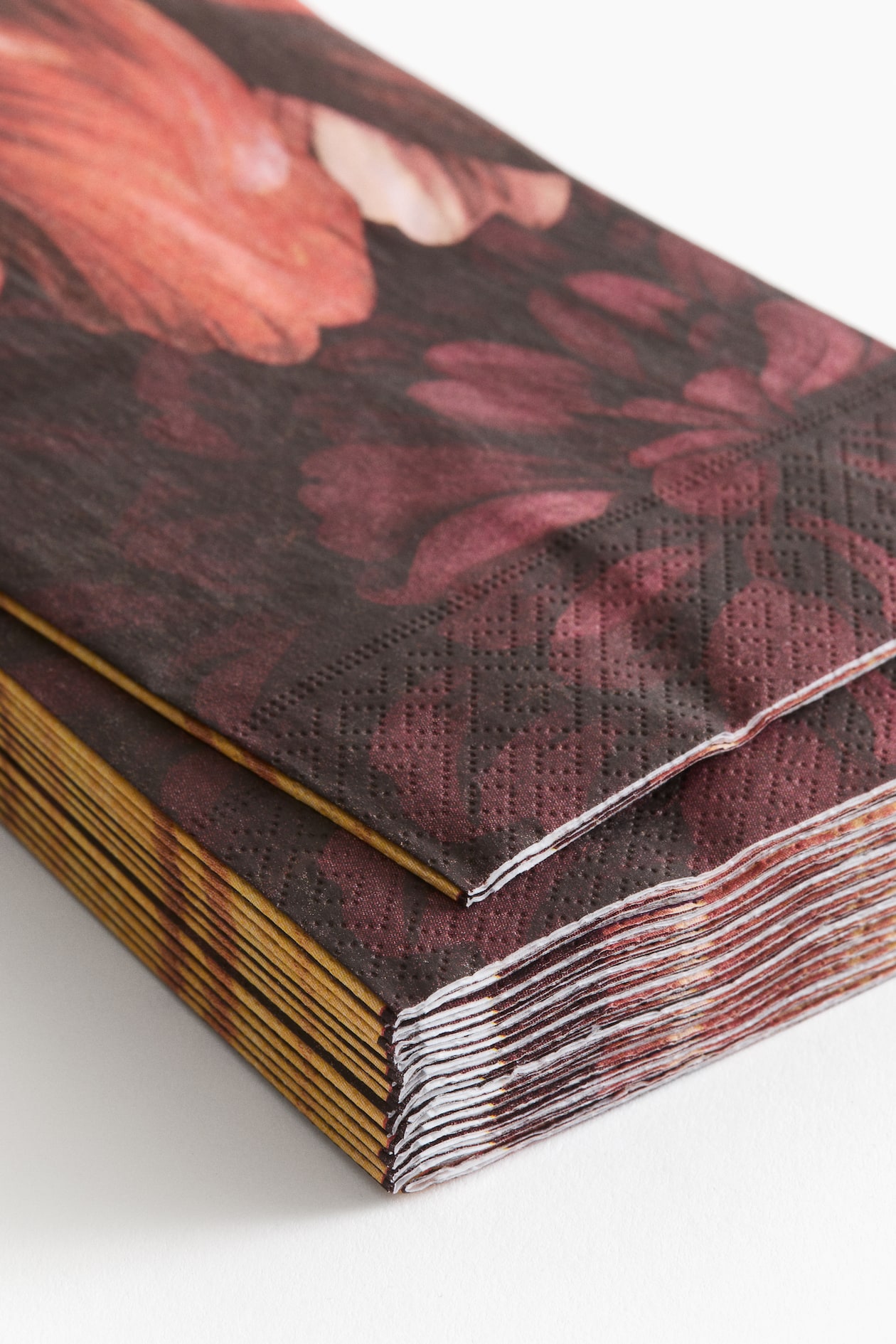 Set van 15 papieren servetten - Bordeauxrood/bloemen - HOME | H&M BE