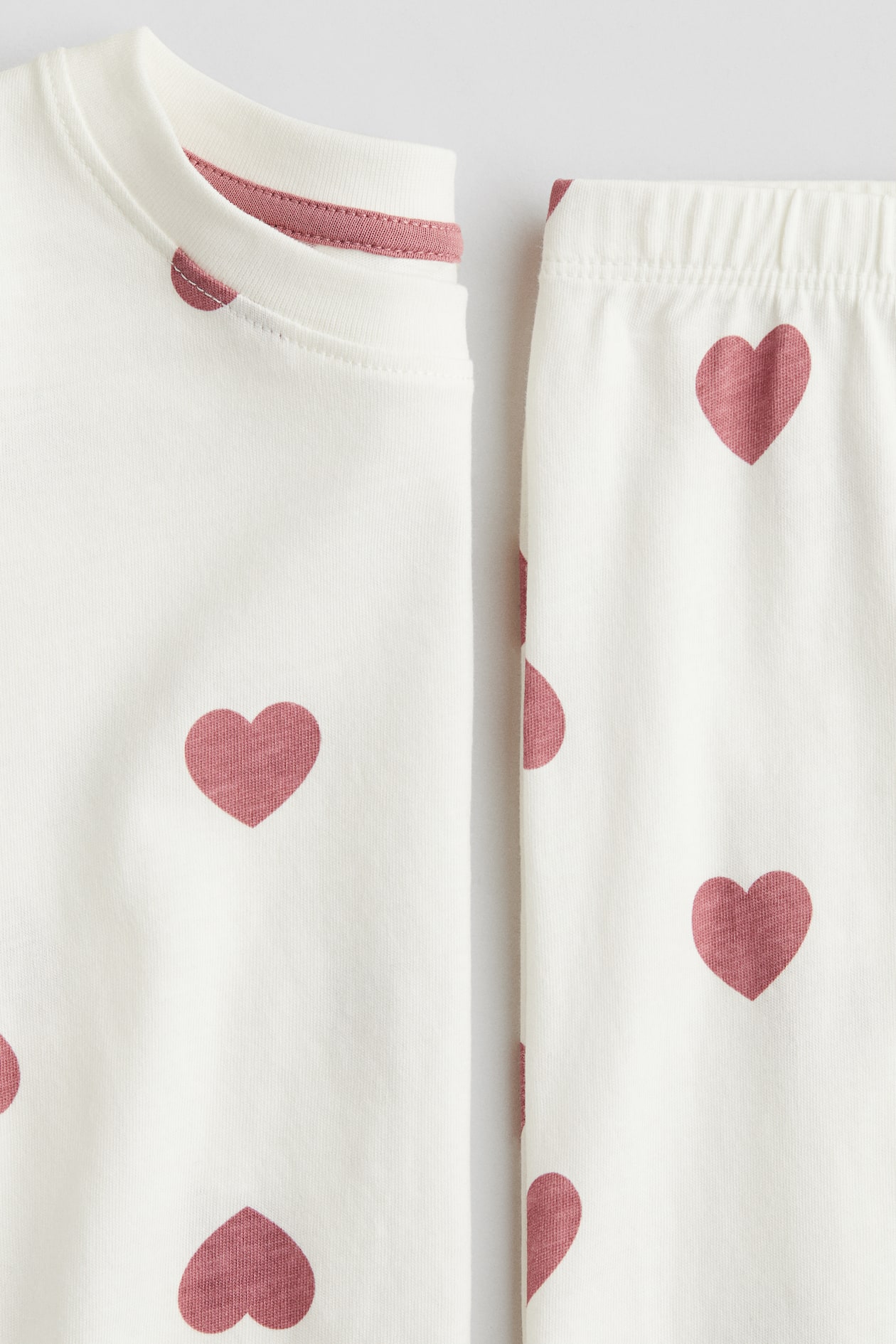 Katoenen pyjama met print - Wit/hartjes - KINDEREN | H&M NL