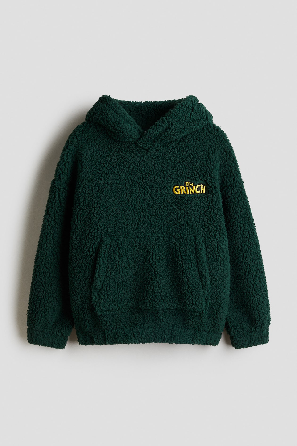 Motif-detail teddy hoodie - Dark green/The Grinch - Kids | H&M IN