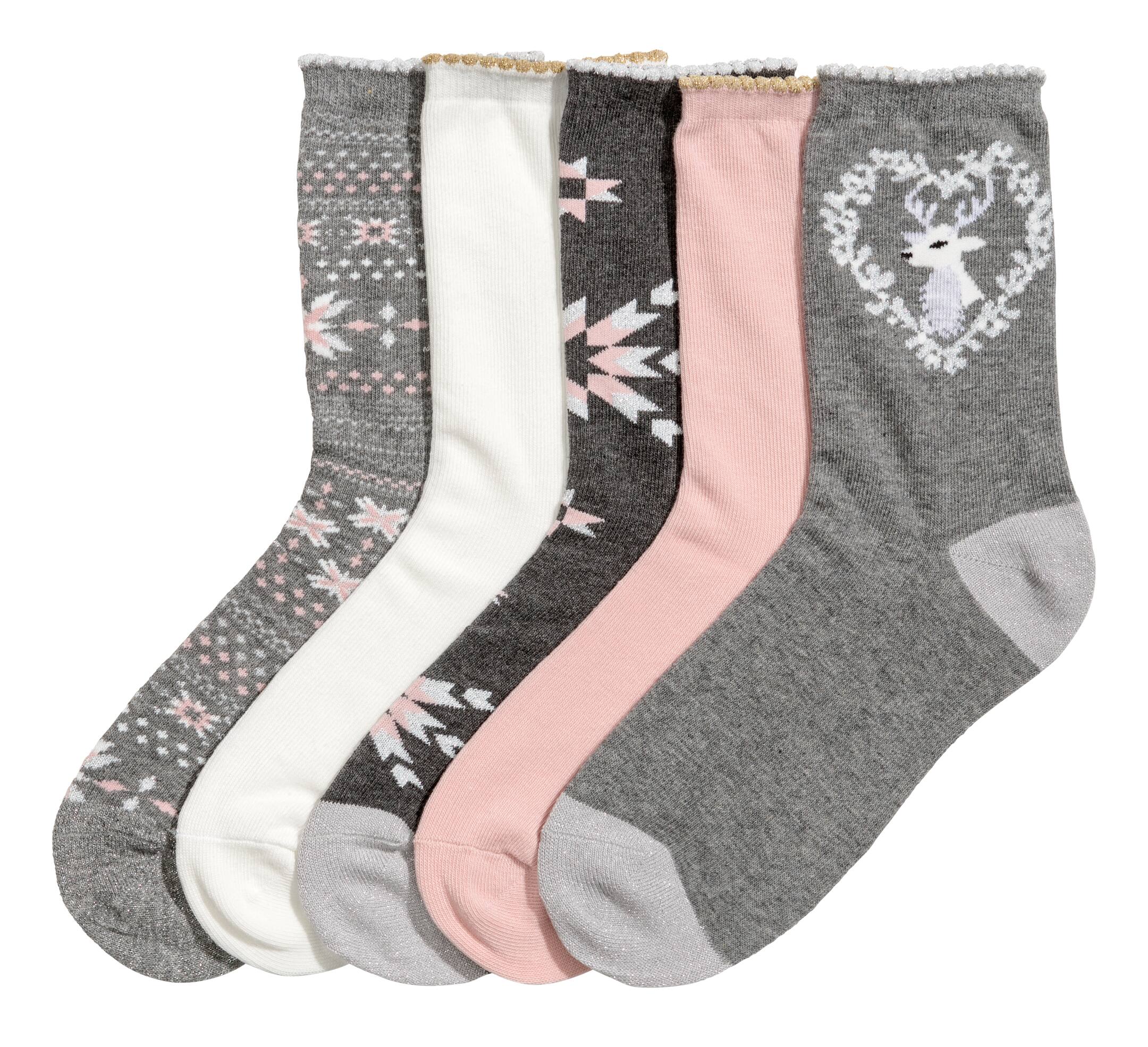 5-pack Socks - Gray melange/glittery - Ladies | H&M CA