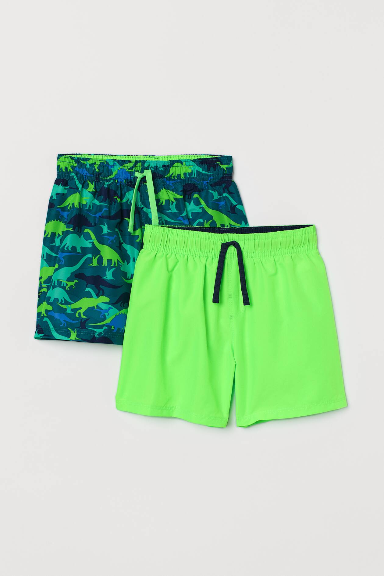 2er-Pack Badeshorts - Neongrün/Dinosaurier - Kids | H&M DE