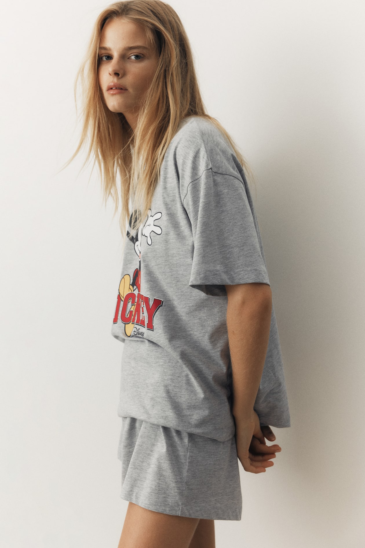 Women's Light grey marl/Mickey Mouse Printed jersey pyjamas | H&M GB