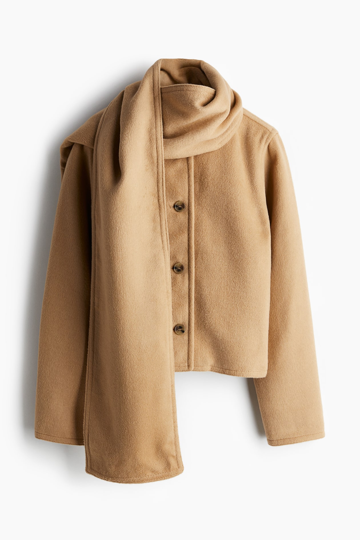 Women's Beige Felted Jacket with Scarf | H&M US