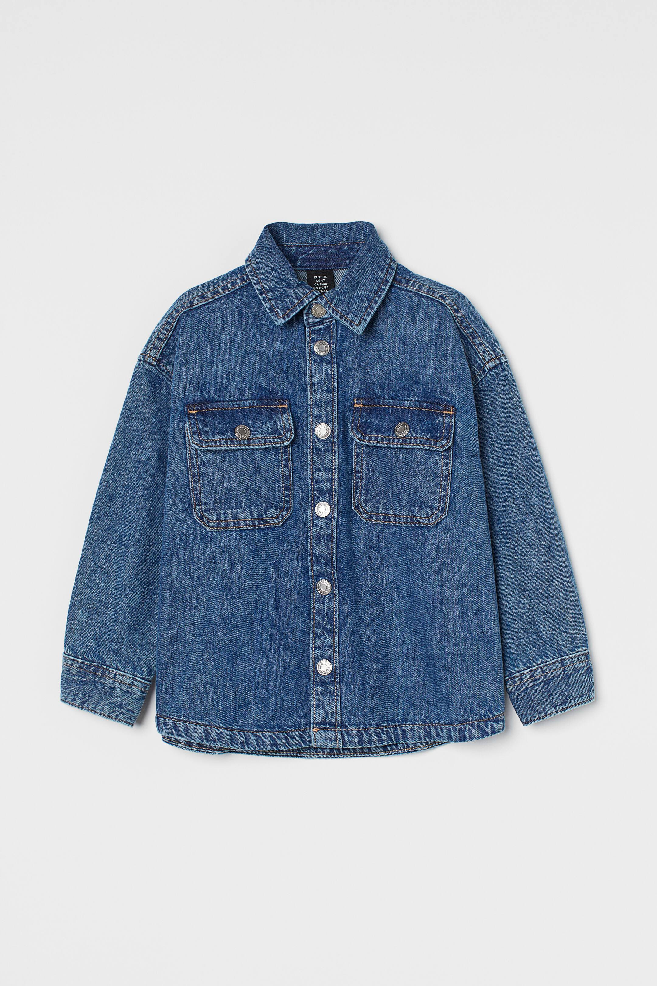 Oversized shacket - Long sleeve - Regular length - Denim blue - Kids ...
