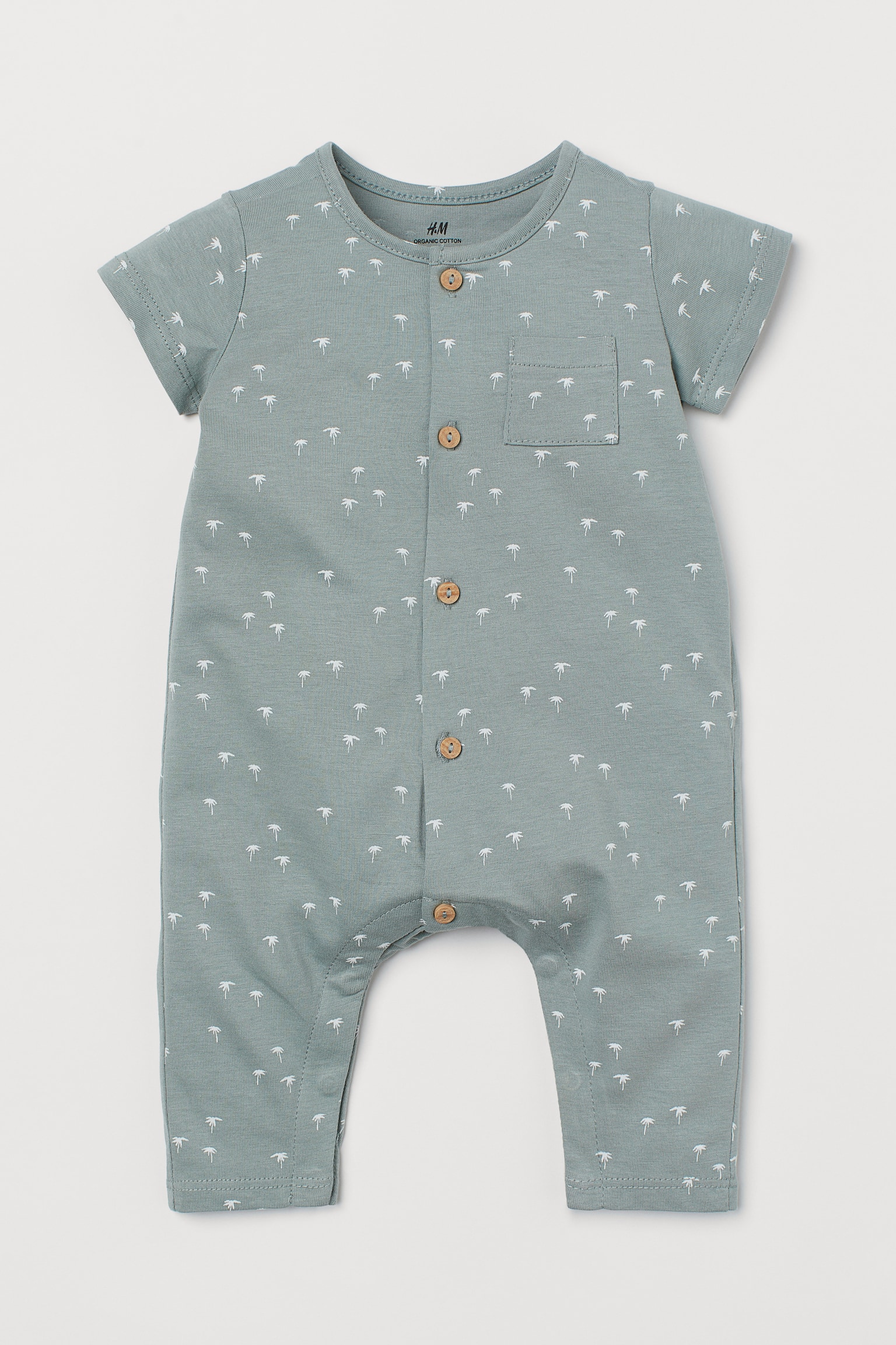 Strampler aus Baumwolljersey - Mattgrün/Palmen - Kids | H&M DE