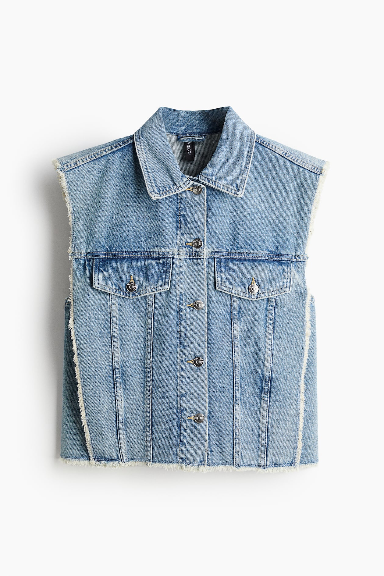 Women's Light denim blue Frayed-edge Denim Vest | H&M CA