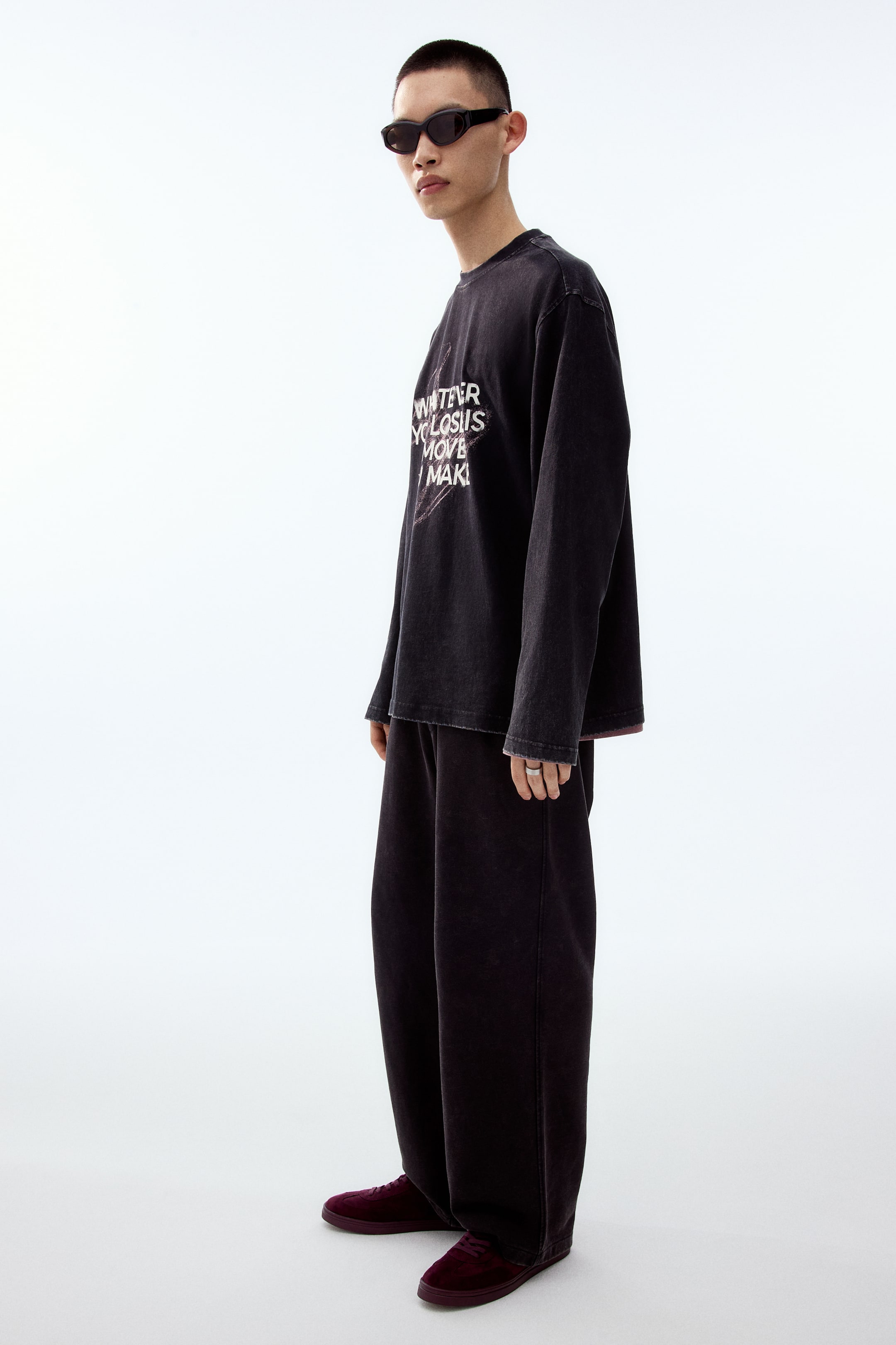 Men’s Black/Whatever You Lose Loose Fit Long-sleeved T-shirt | H&M HK