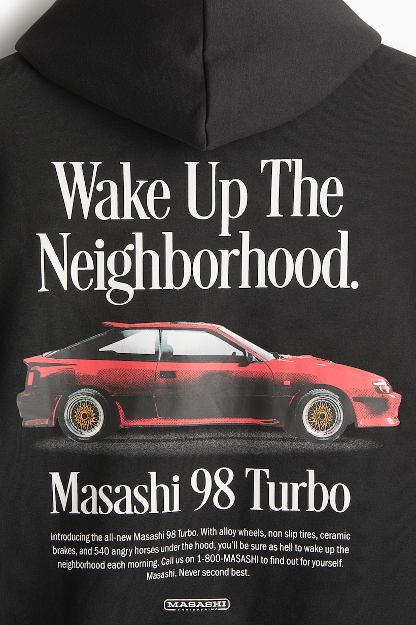 Men’s Black/Masashi Loose Fit Printed hoodie | H&M GB