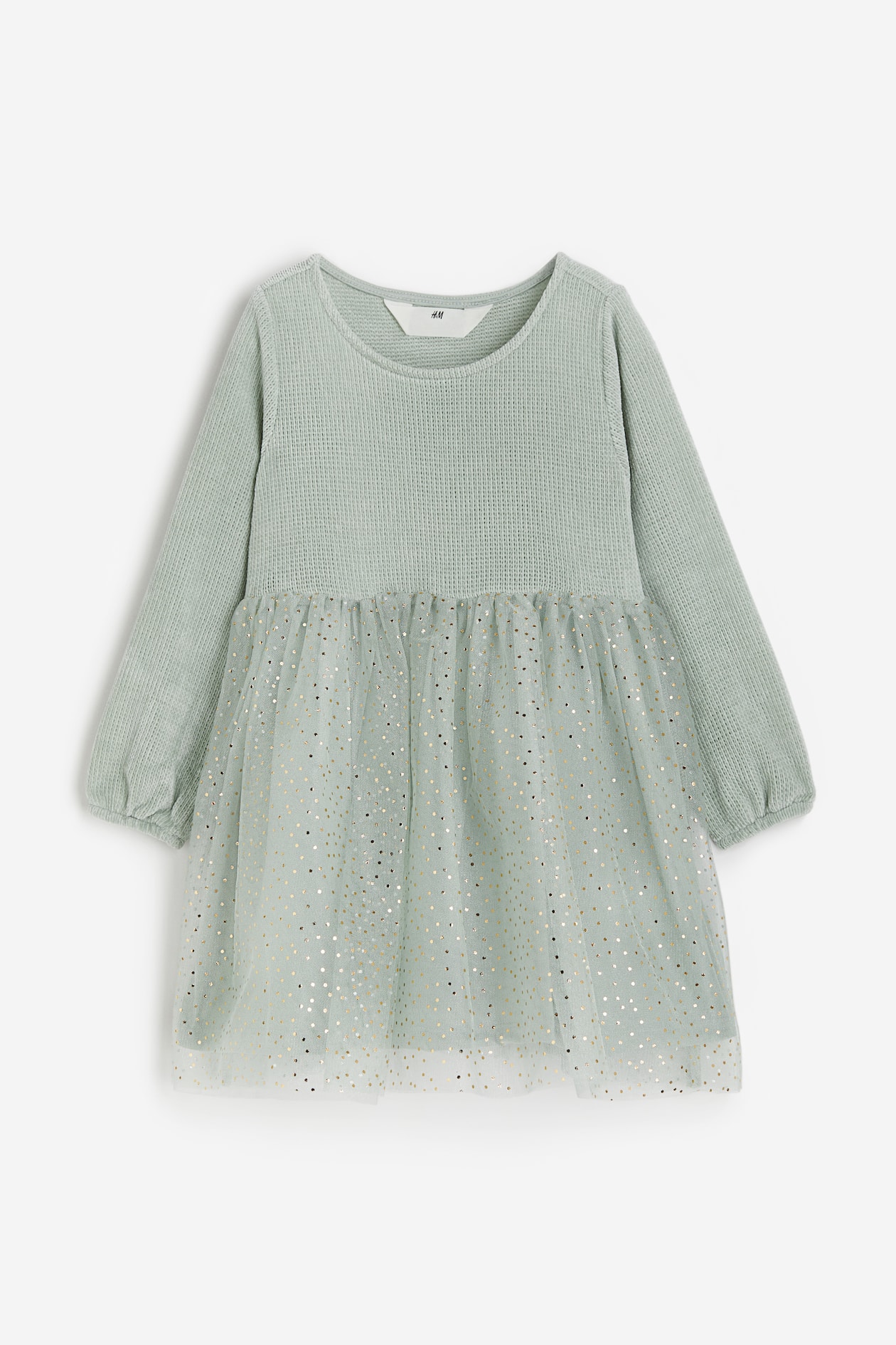 Dusty green/glittery Dress with Tulle Skirt for kids | H&M US