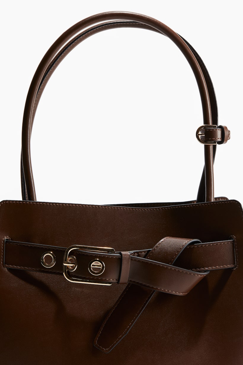 Women's Brown Strap-detail tote bag | H&M GB
