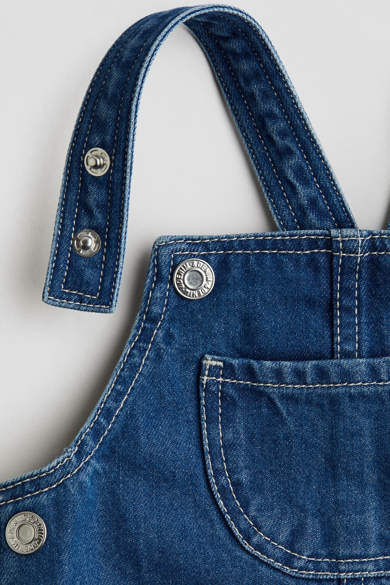 Denim blue/White 2-Piece Overall Dress and Top Set for kids | H&M PH