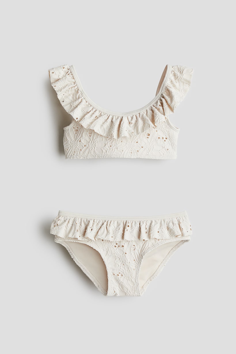 Light beige Flounce-trimmed bikini for kids | H&M US