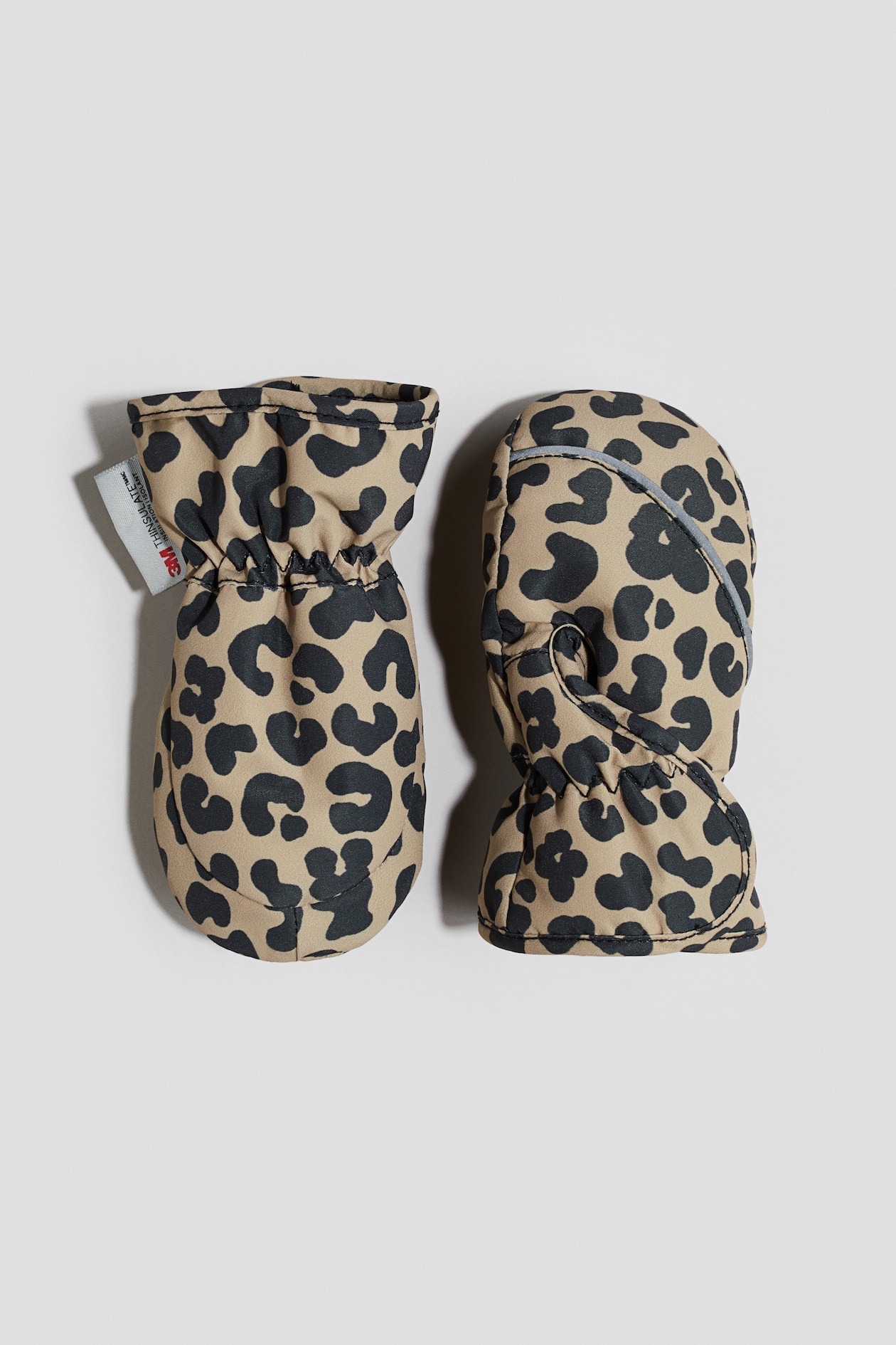 Beige/Leopard print Water-repellent mittens for kids | H&M GB