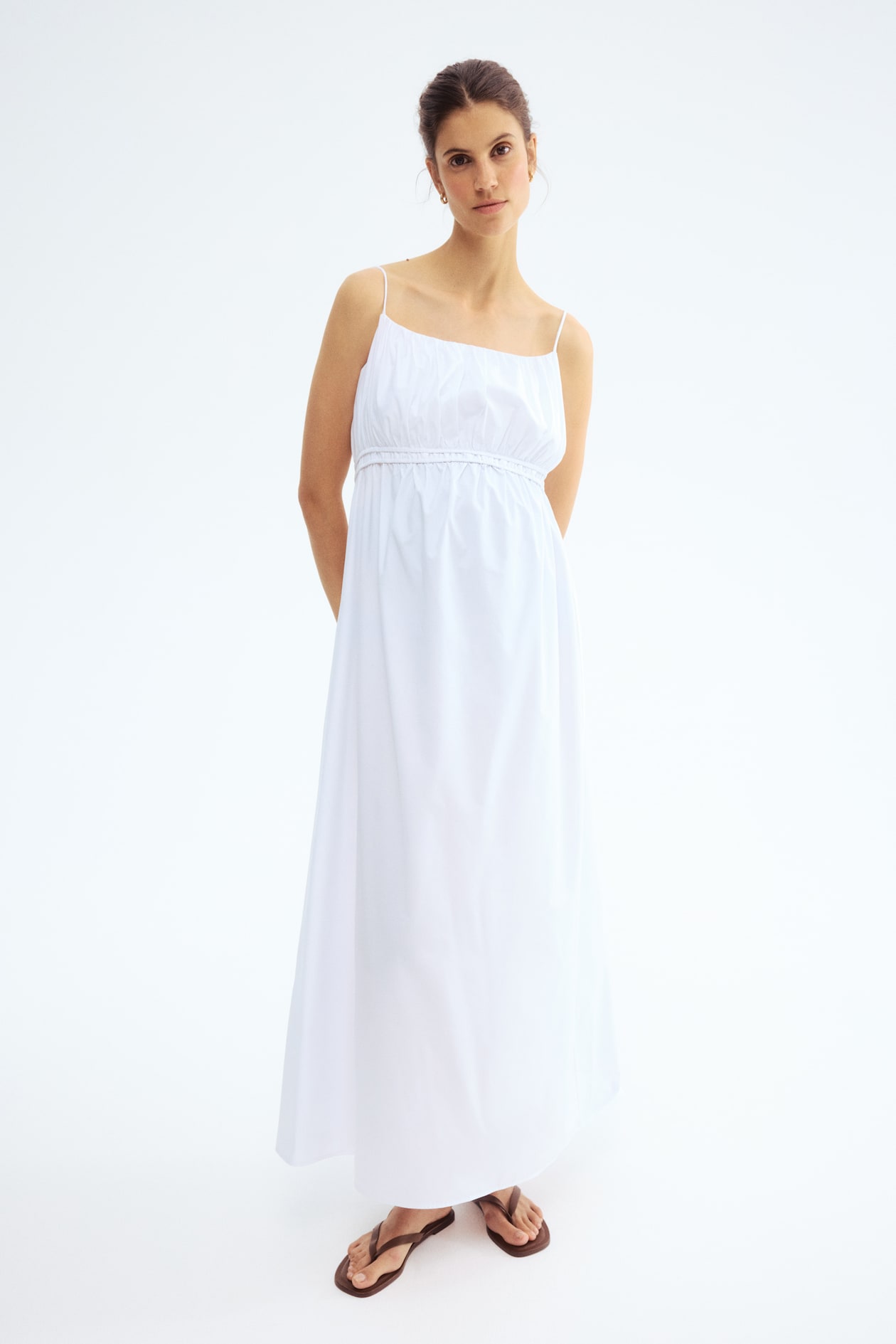 MAMA Robe à bretelles fines en popeline - Blanc - FEMME | H&M BE