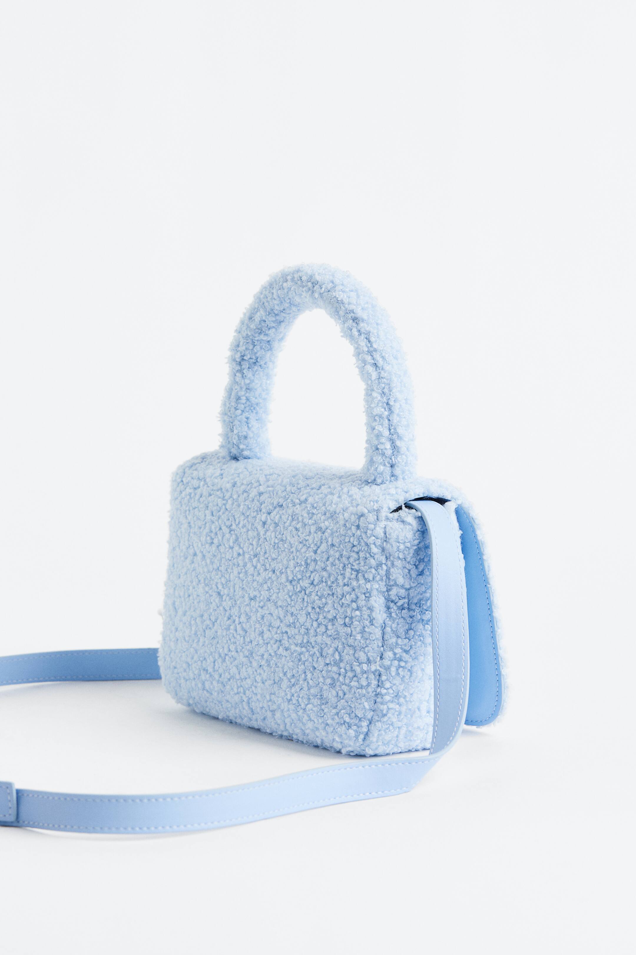 Túi mini vải teddy - Màu xanh dương nhạt - Ladies | H&M VN