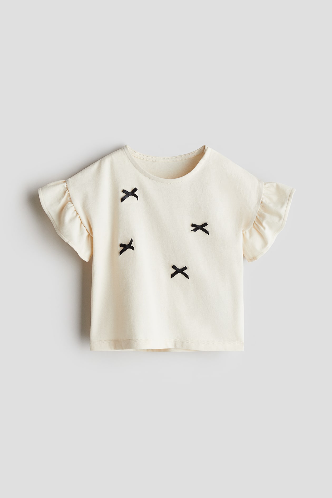 Appliquéd Cotton Top - Cream/bows - Kids | H&M US